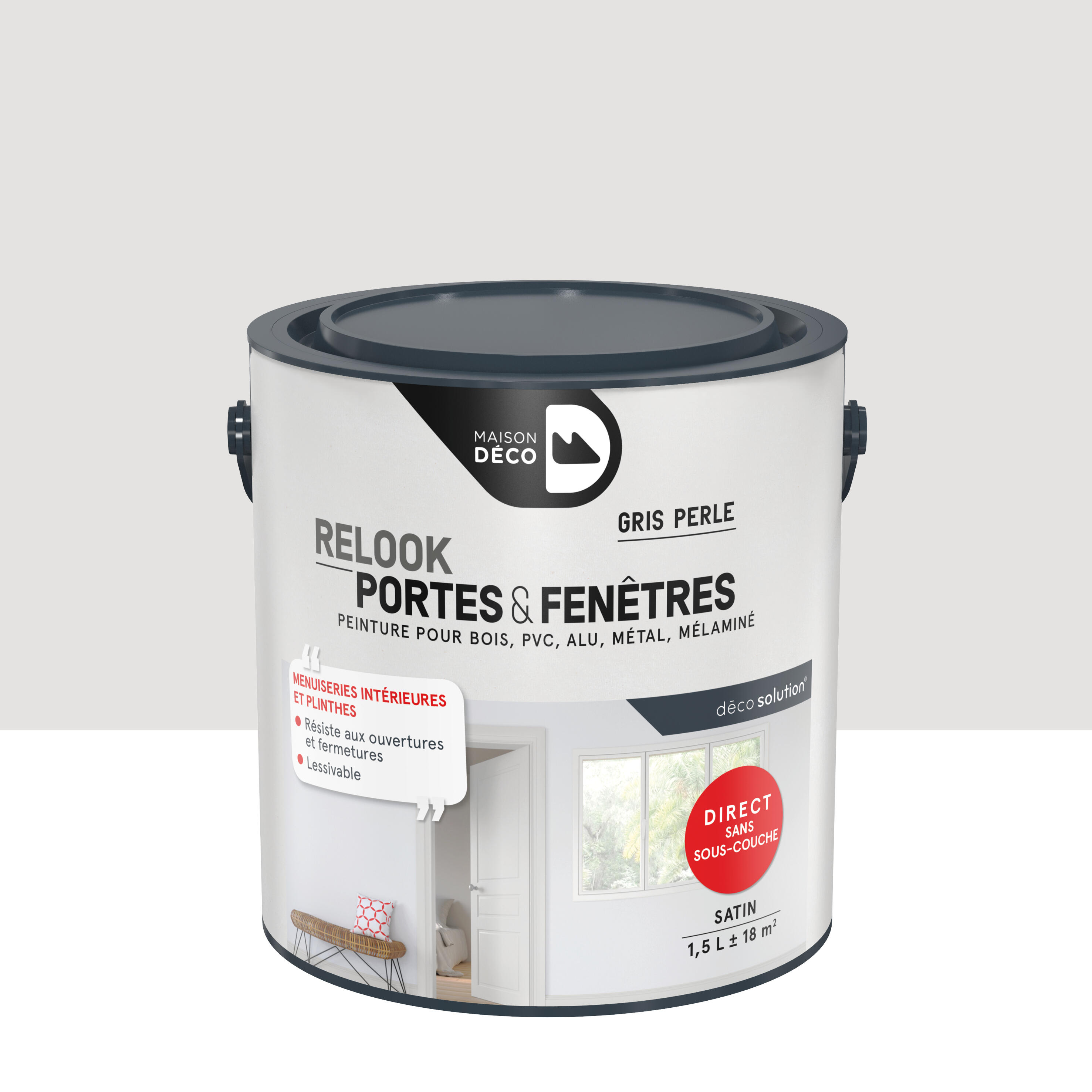 Peinture fenêtre gris perle satin MAISON DECO Relook 1.5l | Leroy Merlin
