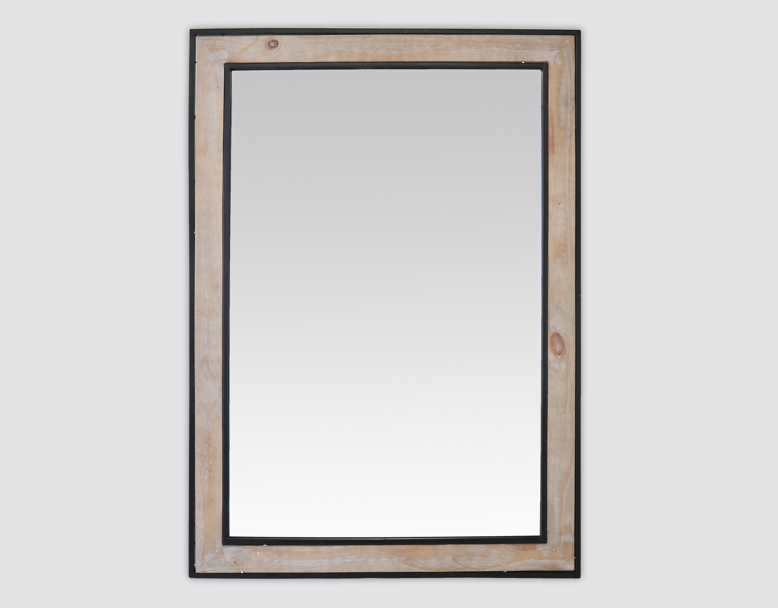Miroir rectangulaire Métal noir et bois naturel, l.72.5 x H.102.5 cm ...