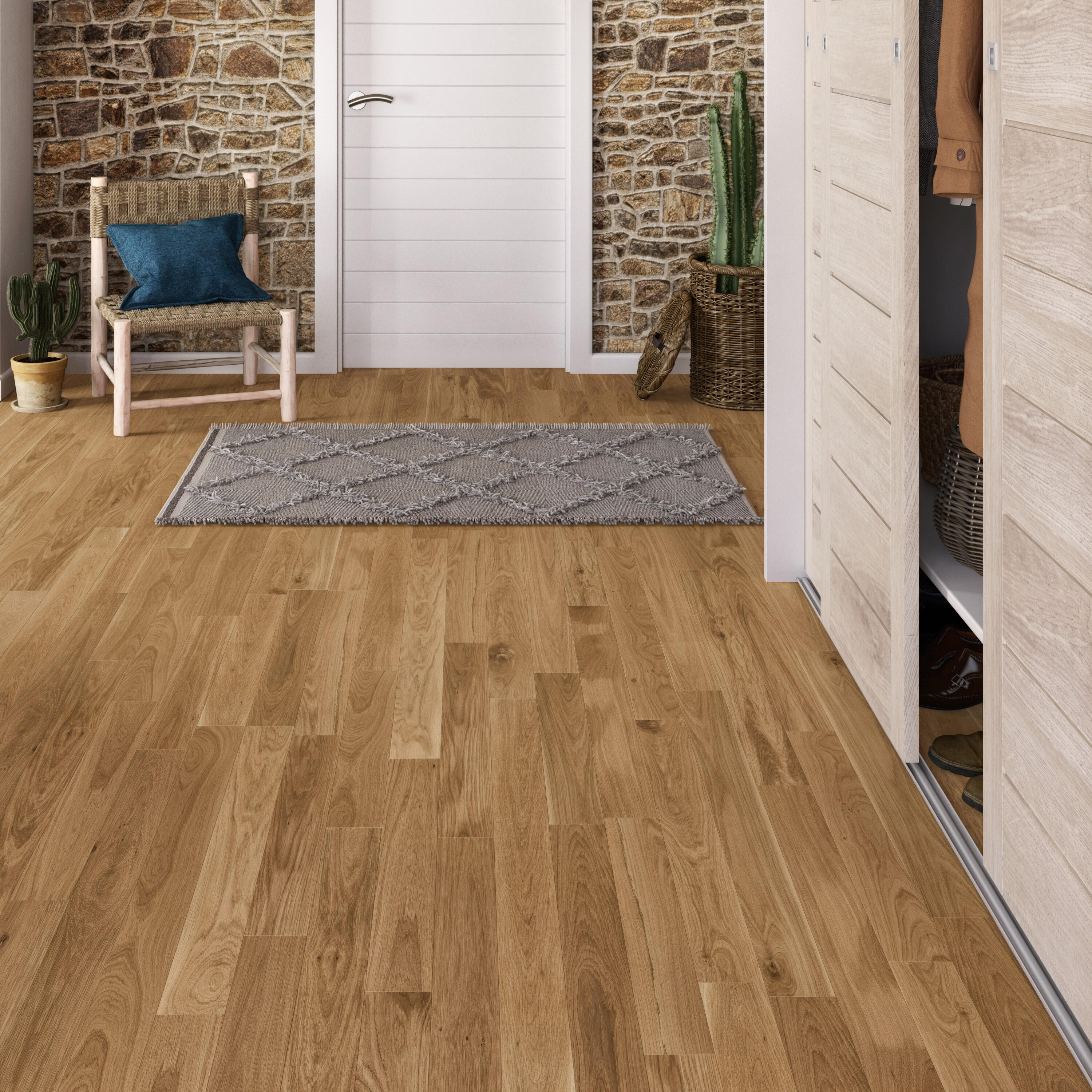 Parquet massif chêne blond bohème vitrifié S FAIRFLOOR, l.9 cm | Leroy ...