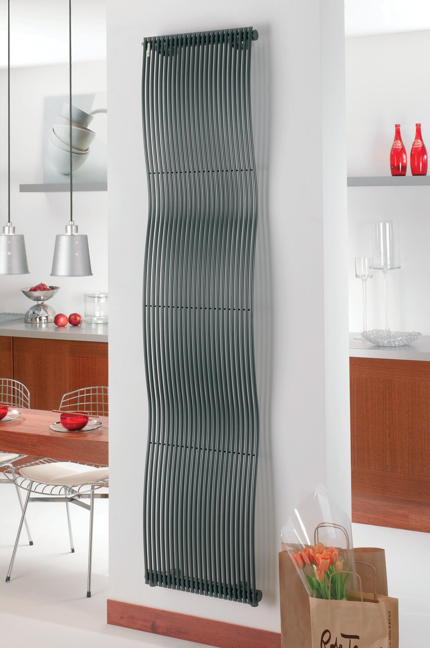 Radiateur eau chaude vertical ACOVA Striane onda gris aluminium, 2032W ...