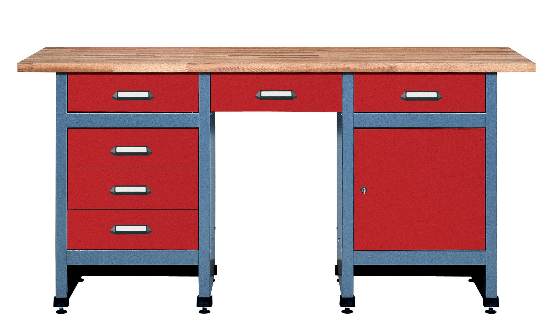 Etabli de mécanicien KUPPER, 170 cm, rouge, 6 tiroirs et 1 porte ...