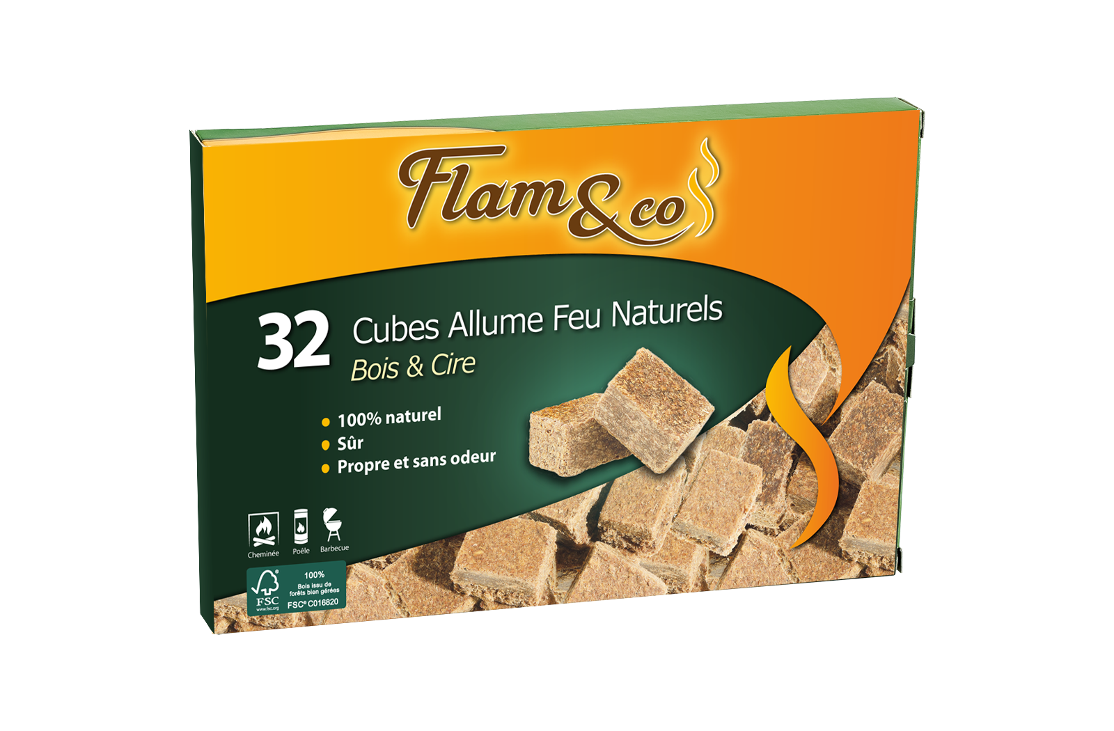 Allume-feu 100 % naturel FLAM & CO, 32 cubes | Leroy Merlin