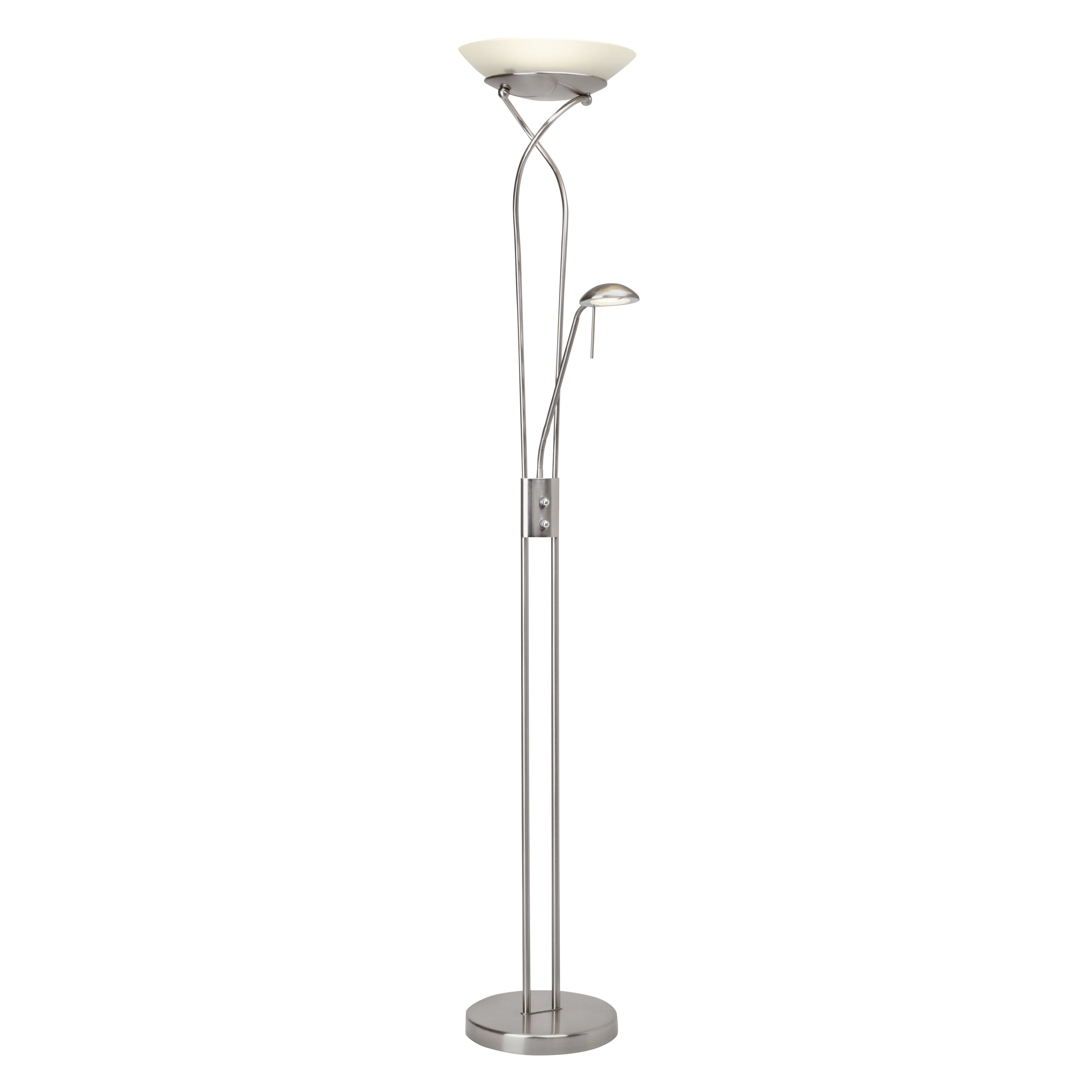 Lampadaire avec liseuse LED, Ollie acier/blanc, H.180 cm, 18 W 1600 lm ...
