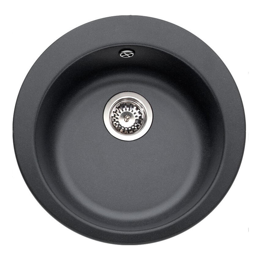 Evier rond à encastrer 1 cuve, résine, DOLMEN Noir | Leroy Merlin