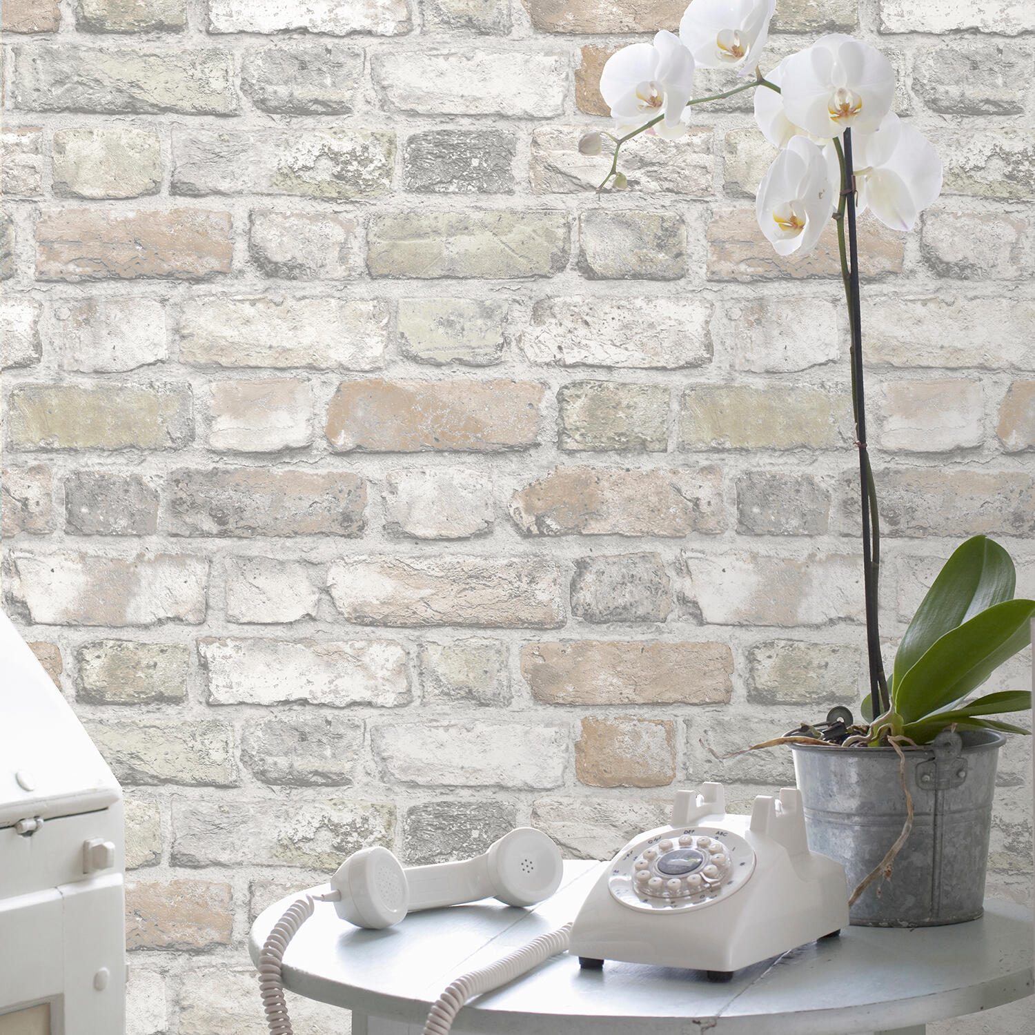 Papier peint intissé Briques vieillies beige | Leroy Merlin