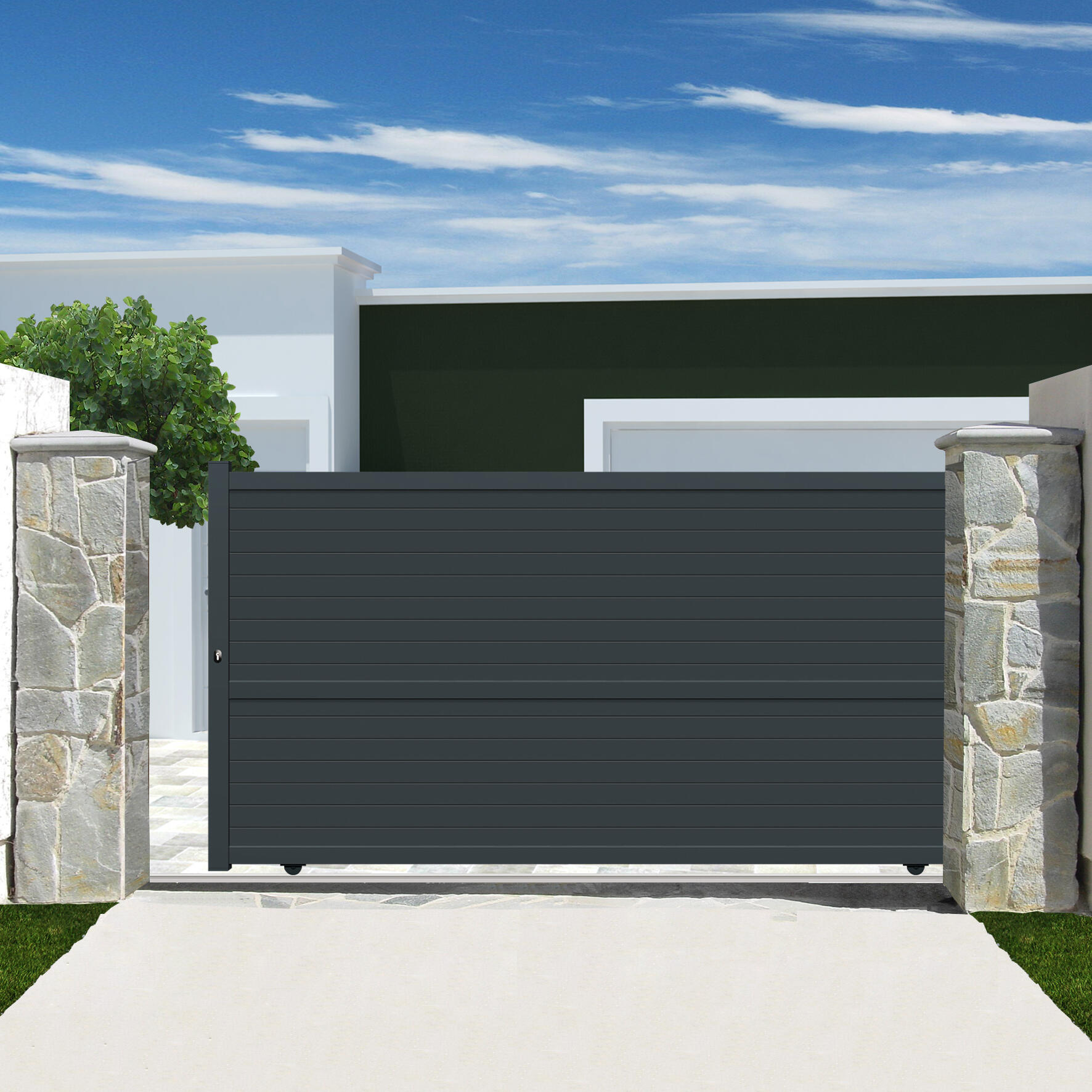 Portail Gris Anthracite Coulissant