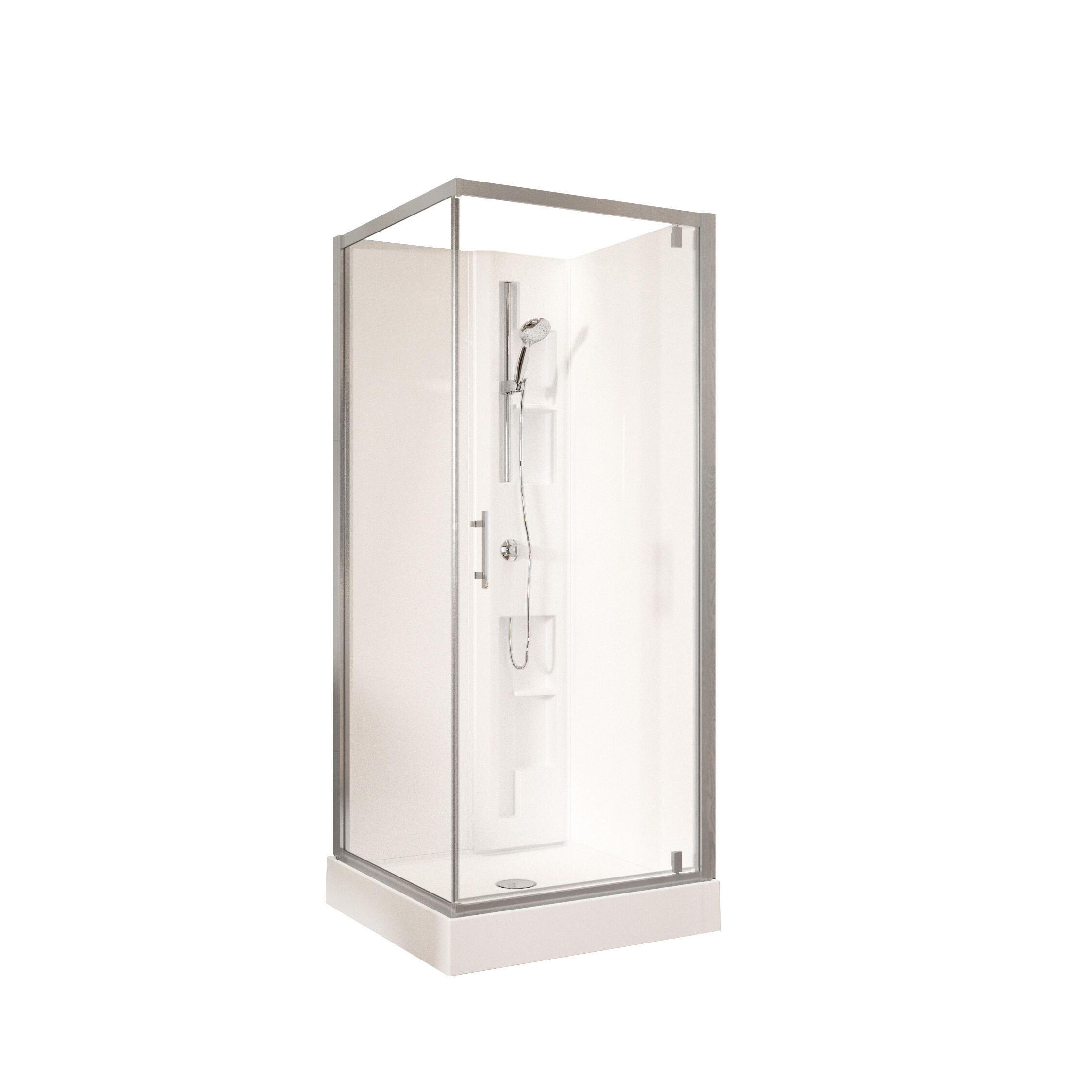 Cabine de douche L.80 x l.80 cm blanc, verre transparent, Perla | Leroy ...