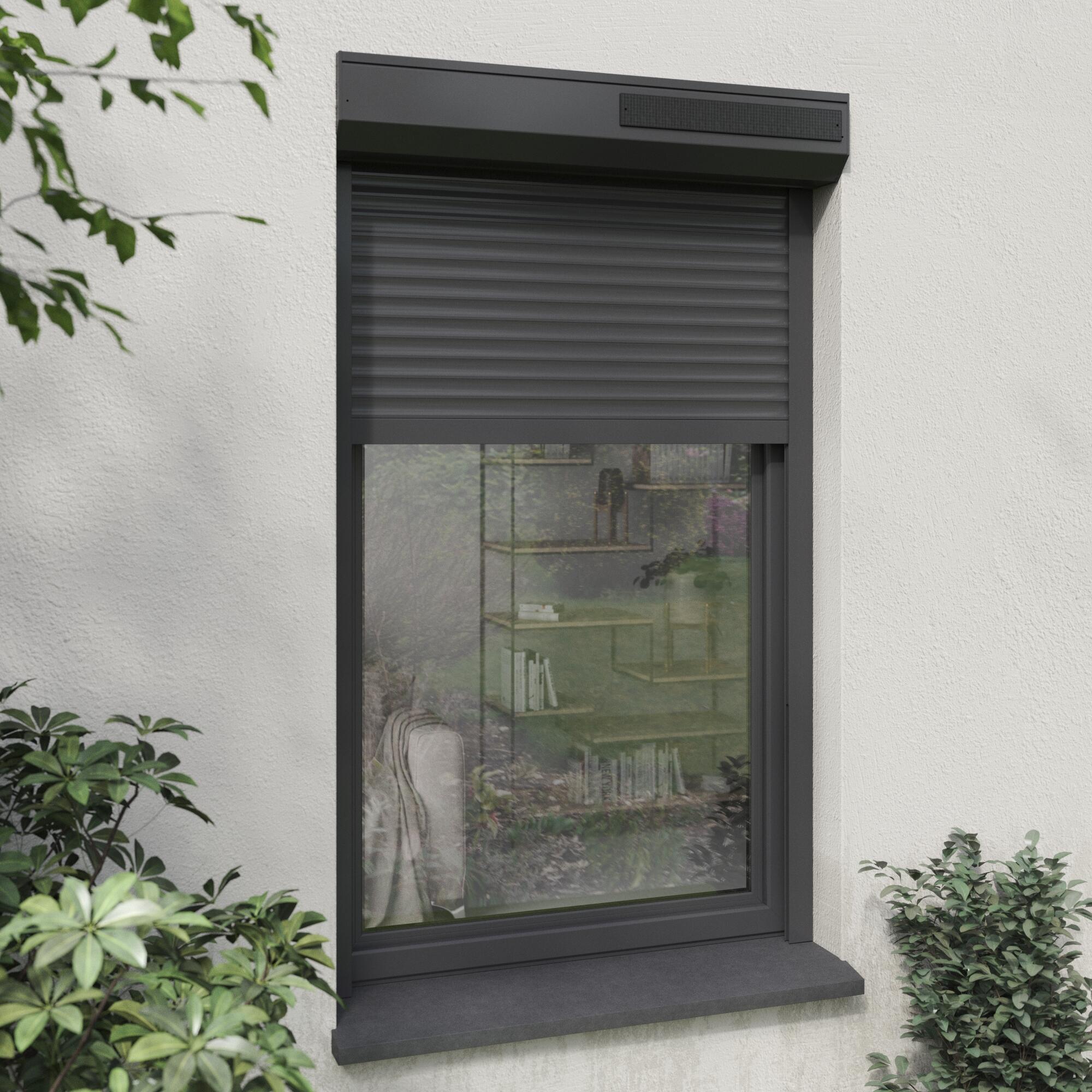 Volet roulant solaire alu. isolé gris motorisé, H.130 x l.120 cm ...