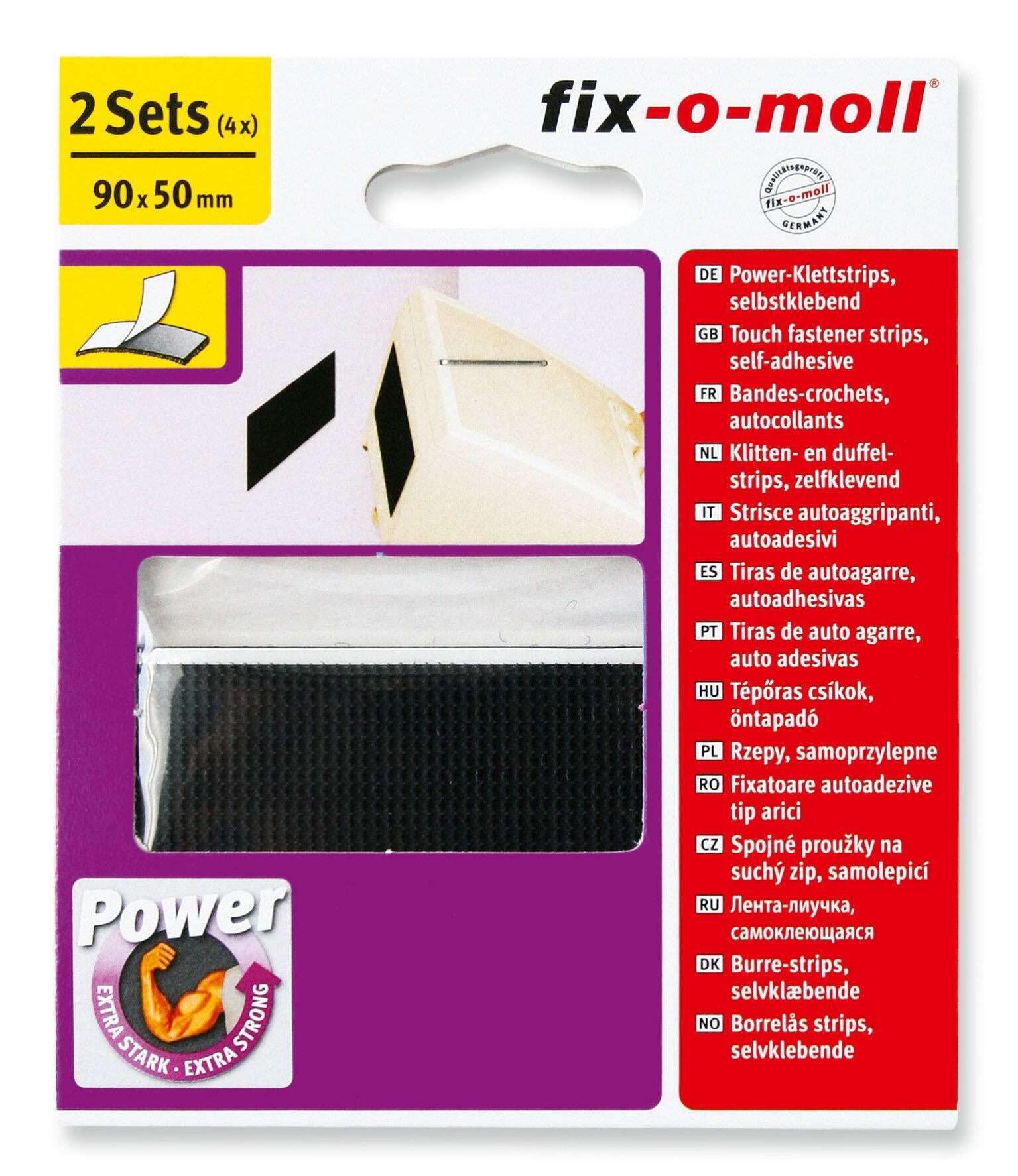 2 bandes scratch adhésives PowerTouch 90x50mm noir, Fix-o-moll | Leroy ...
