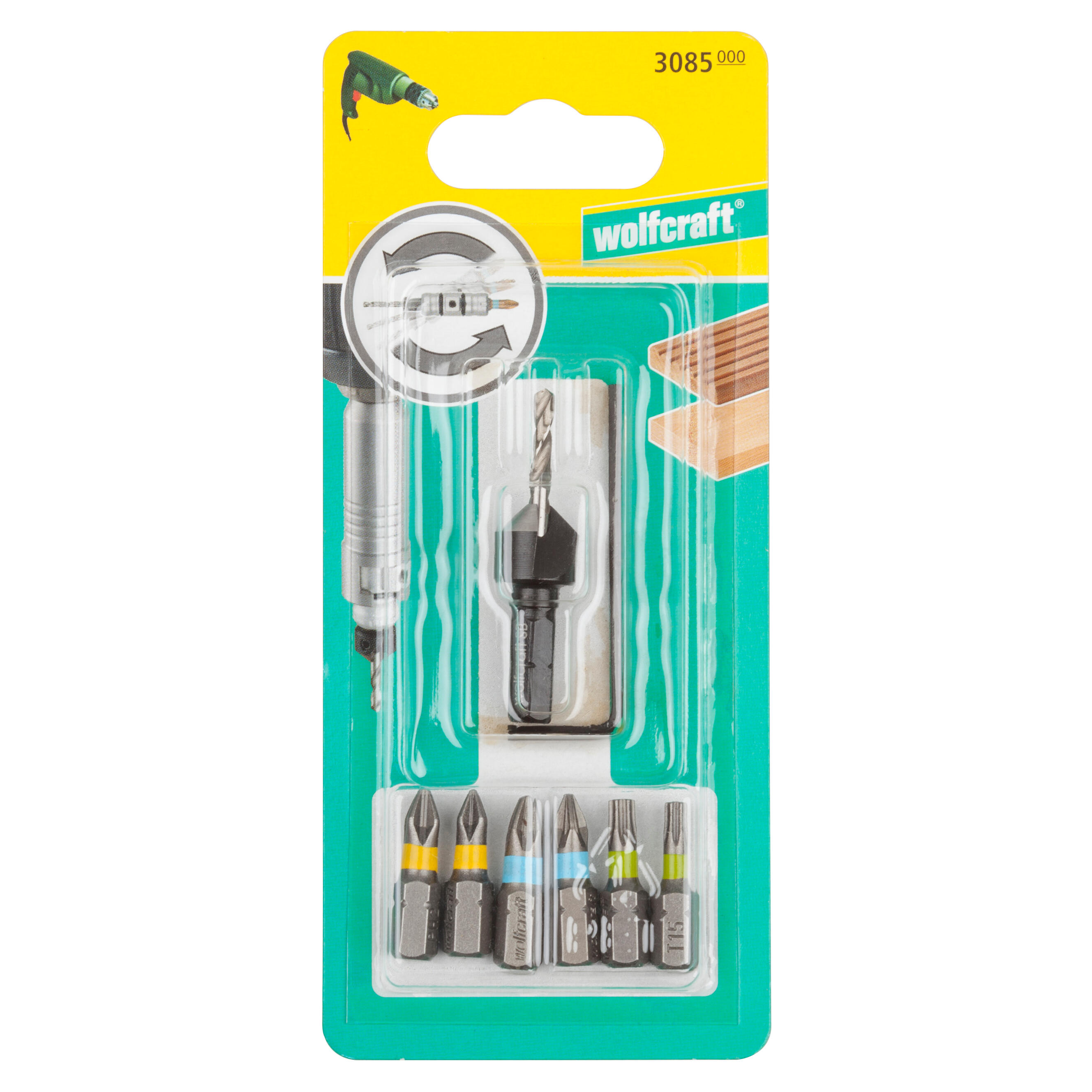 1 kit foret fraise bois et visseur WOLFCRAFT, jeu de 7 pièces Flipbit ...