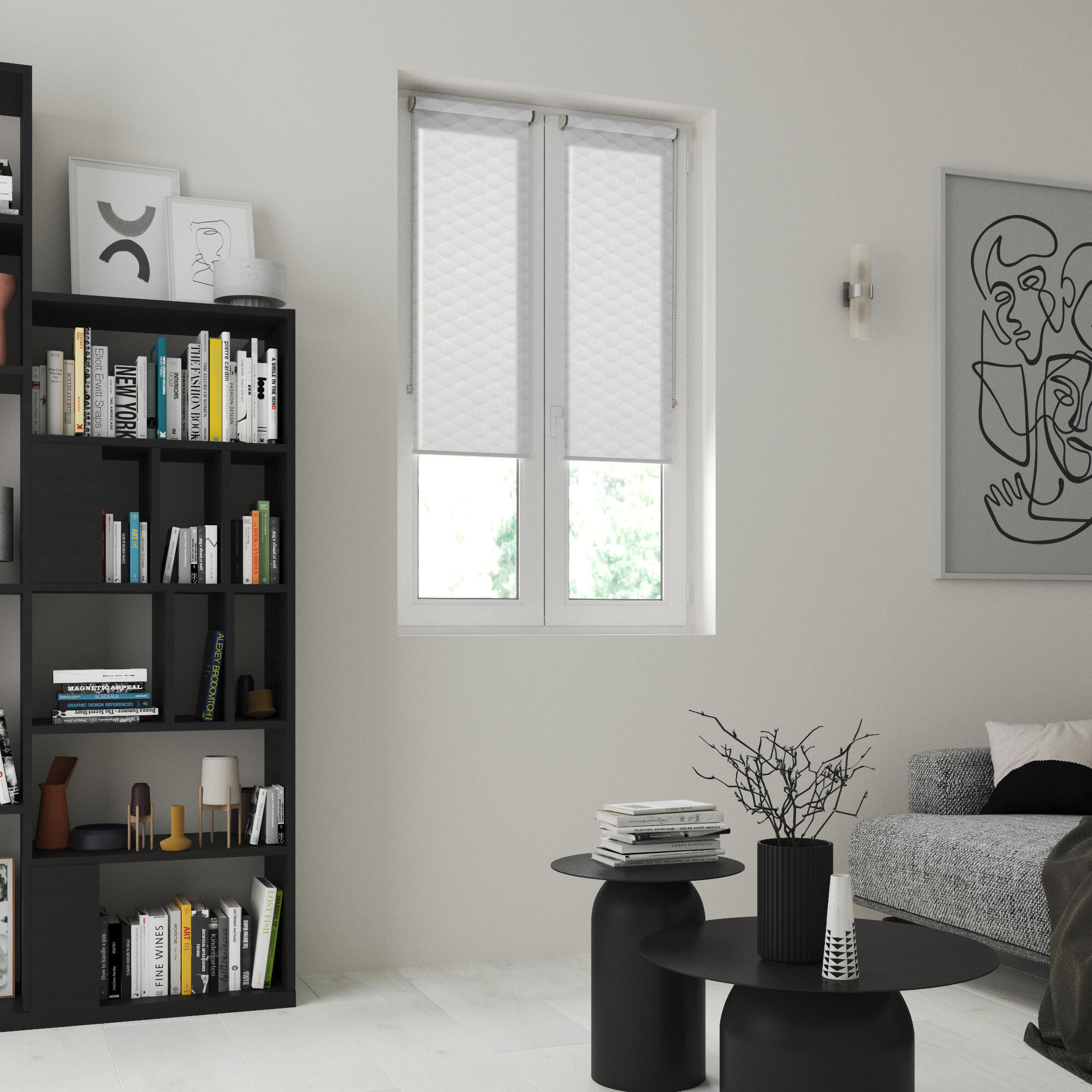 Store enrouleur tamisant Capiton gris clair, l.40 x H.160 cm, DECOSOL DELUXE | Leroy Merlin