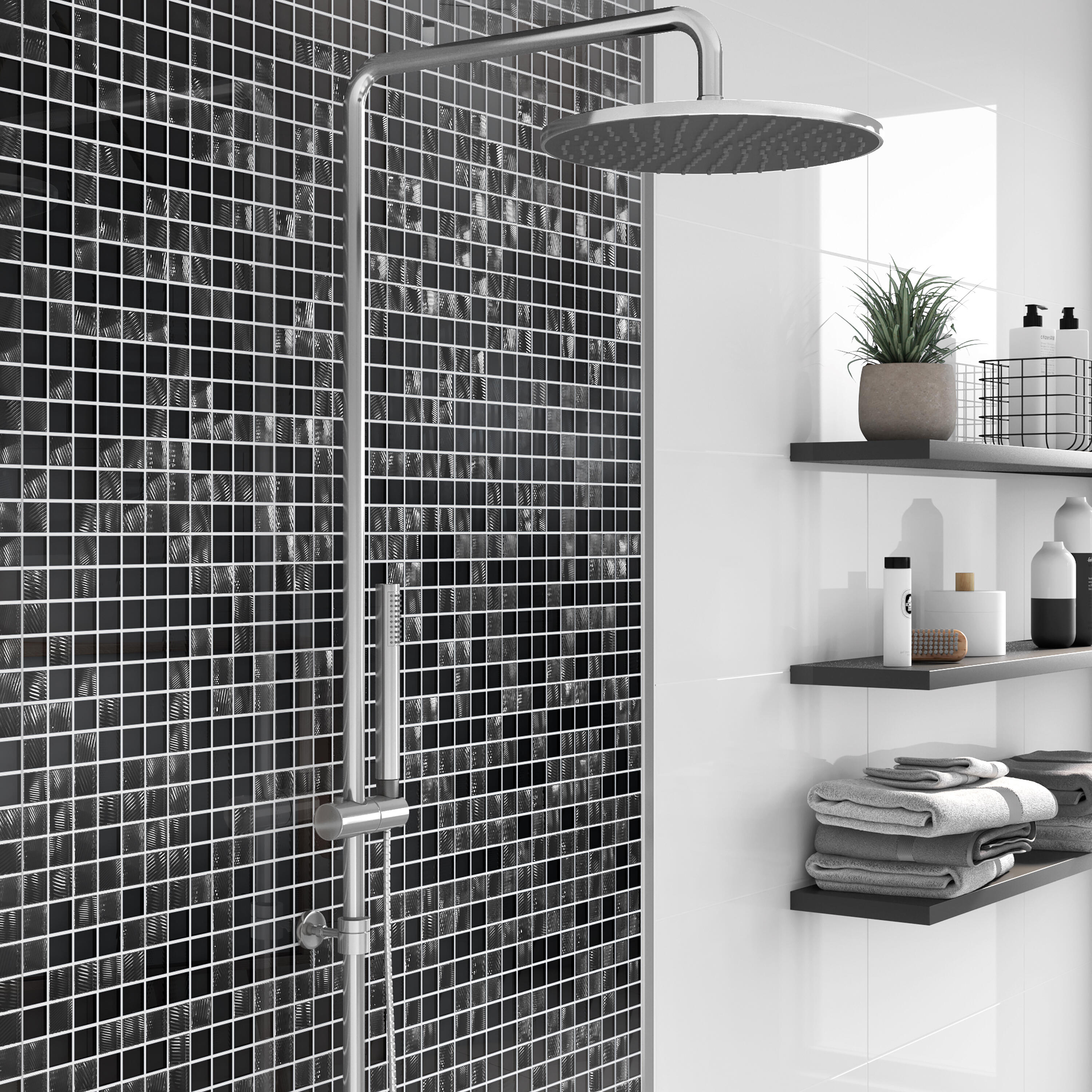 Mosaïque mur Glass verre noir 30 x 30 cm ARTENS | Leroy Merlin