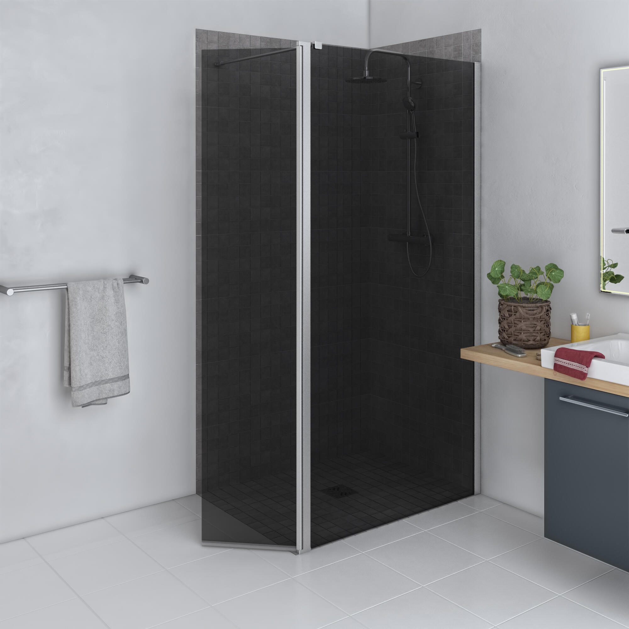 Receveur wedi 90X120 cm paroi Remix fumé argent | Leroy Merlin