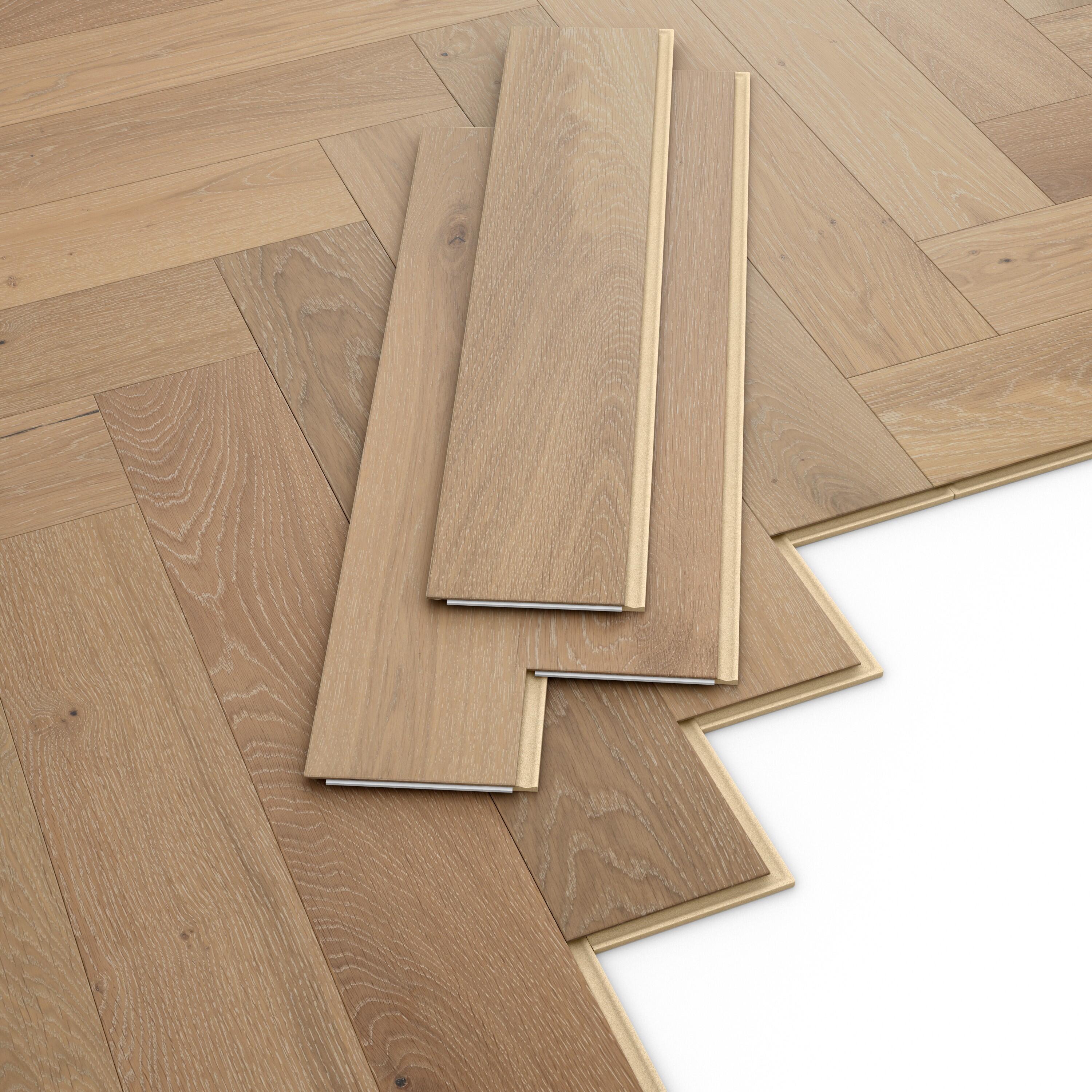 Echantillon Parquet forte chêne cérusé blanc vitrifié M bâton rompu ...