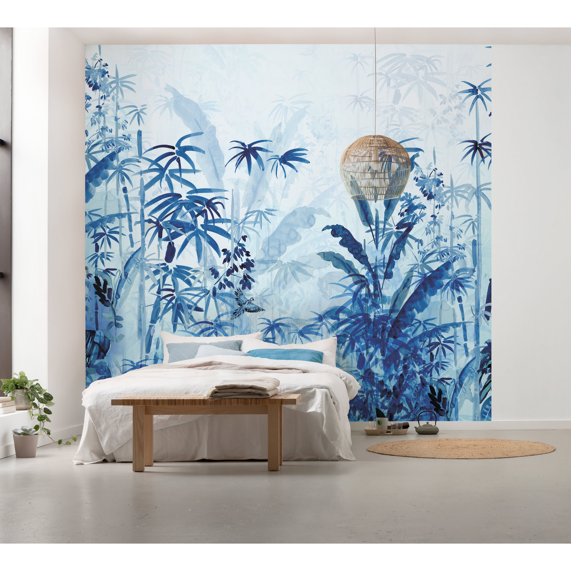 Papier peint panoramique Blue Jungle bleu l.300 x H.280 cm | Leroy Merlin