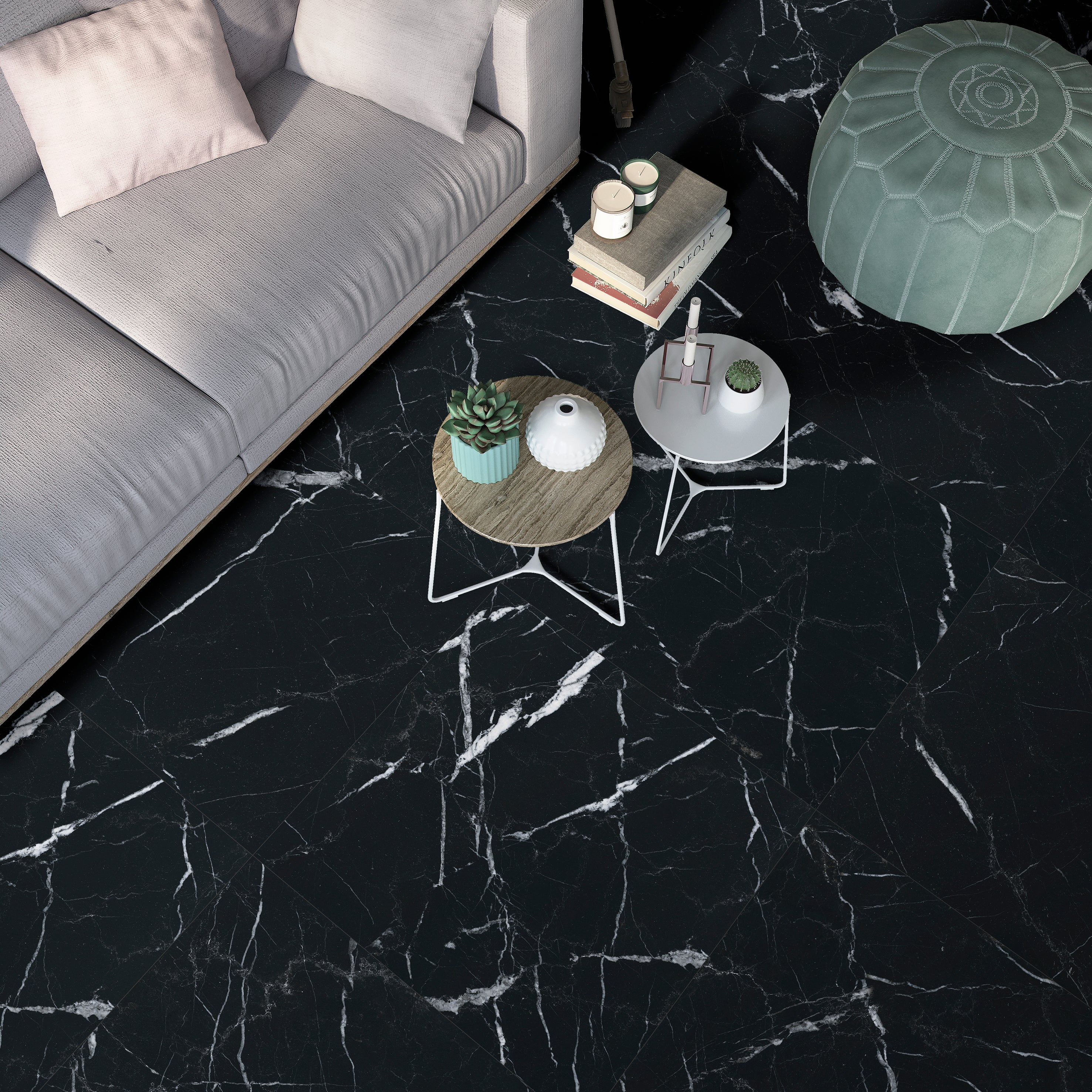 Carrelage mural/sol effet marbre noir mat l.60 x L.60 cm Soft | Leroy ...