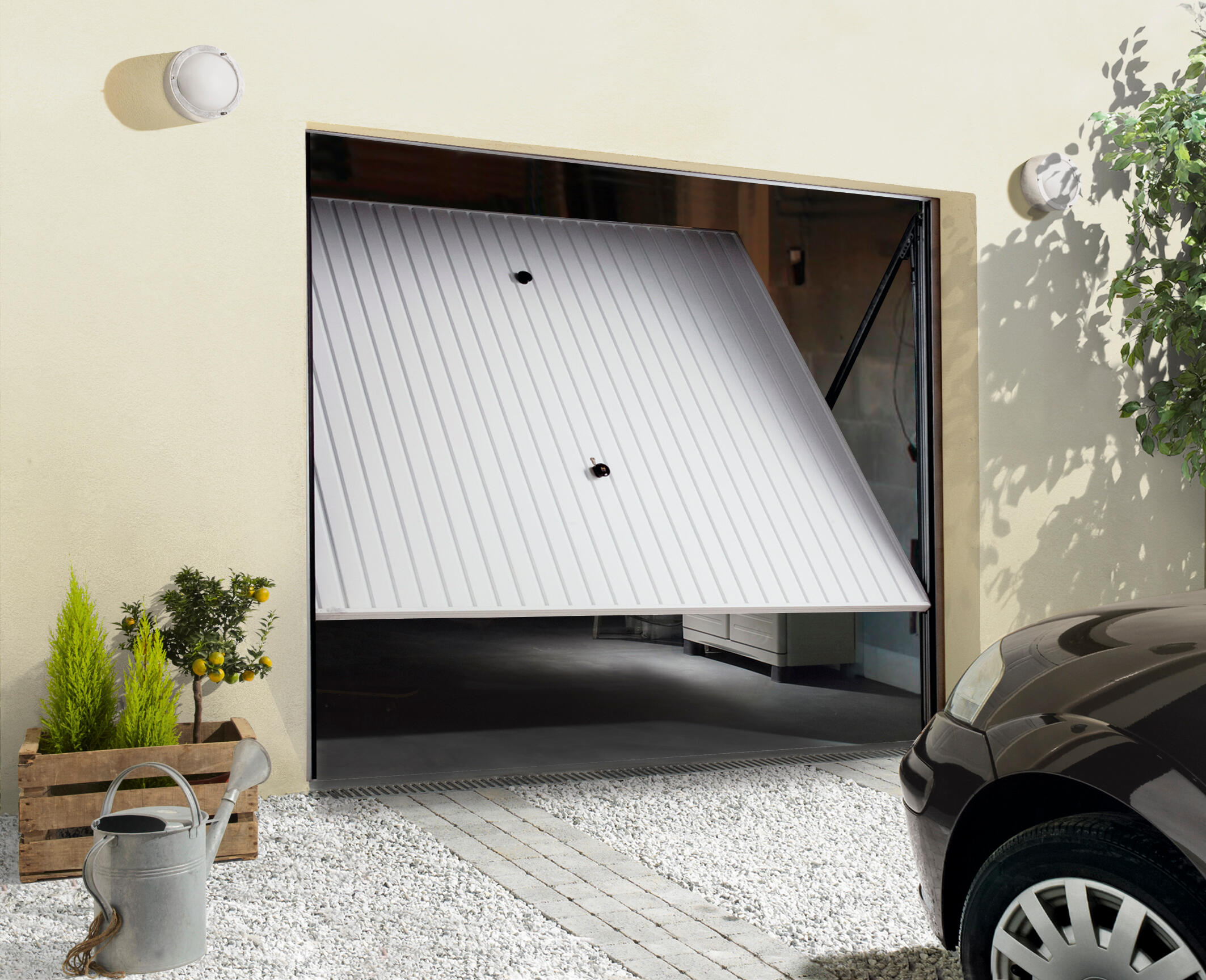Porte de garage basculante manuelle non débordante H.200 x l.237 cm ...
