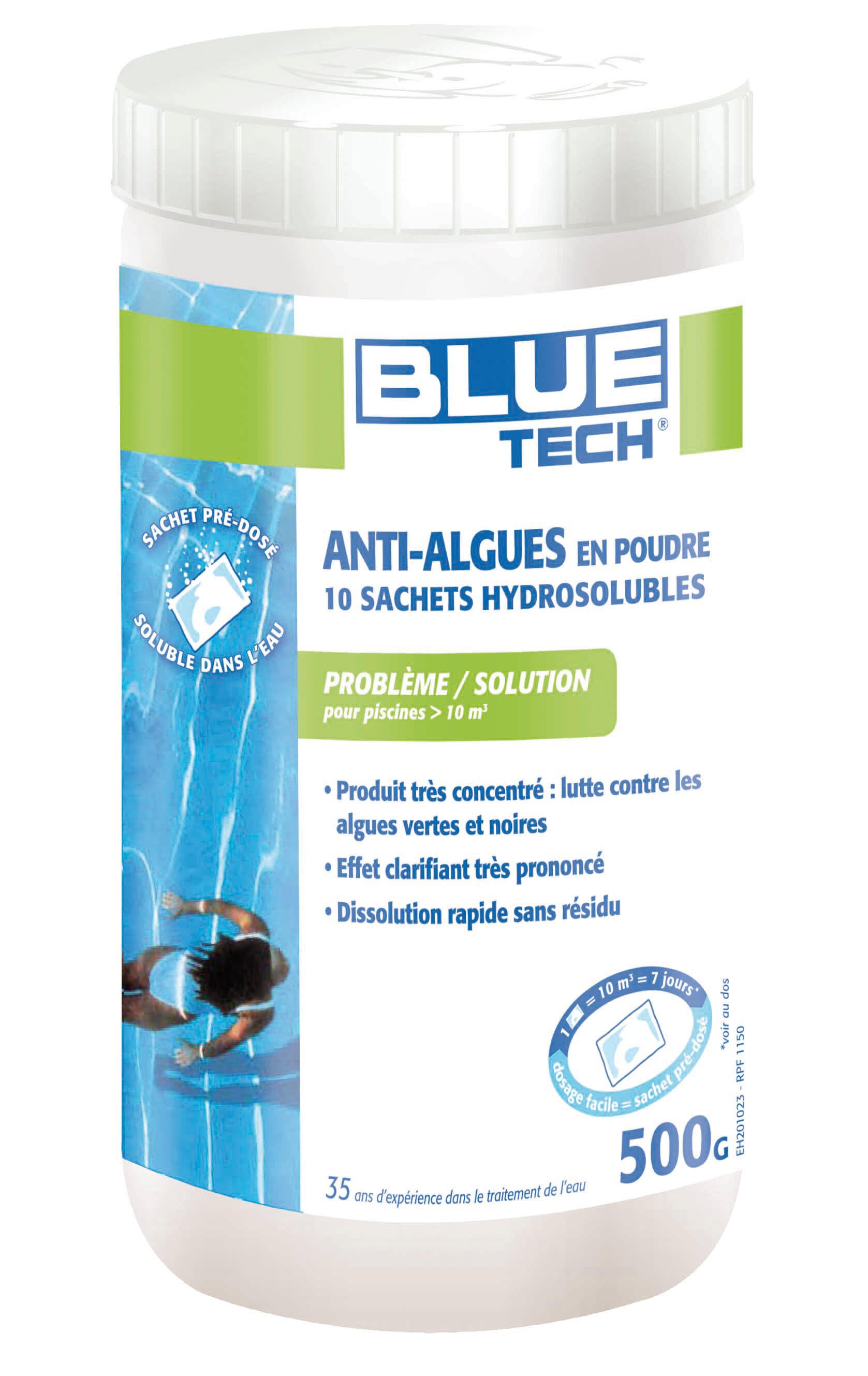 Antialgues piscine BLUE TECH Anti algues sachet pré dose 500g, en ...