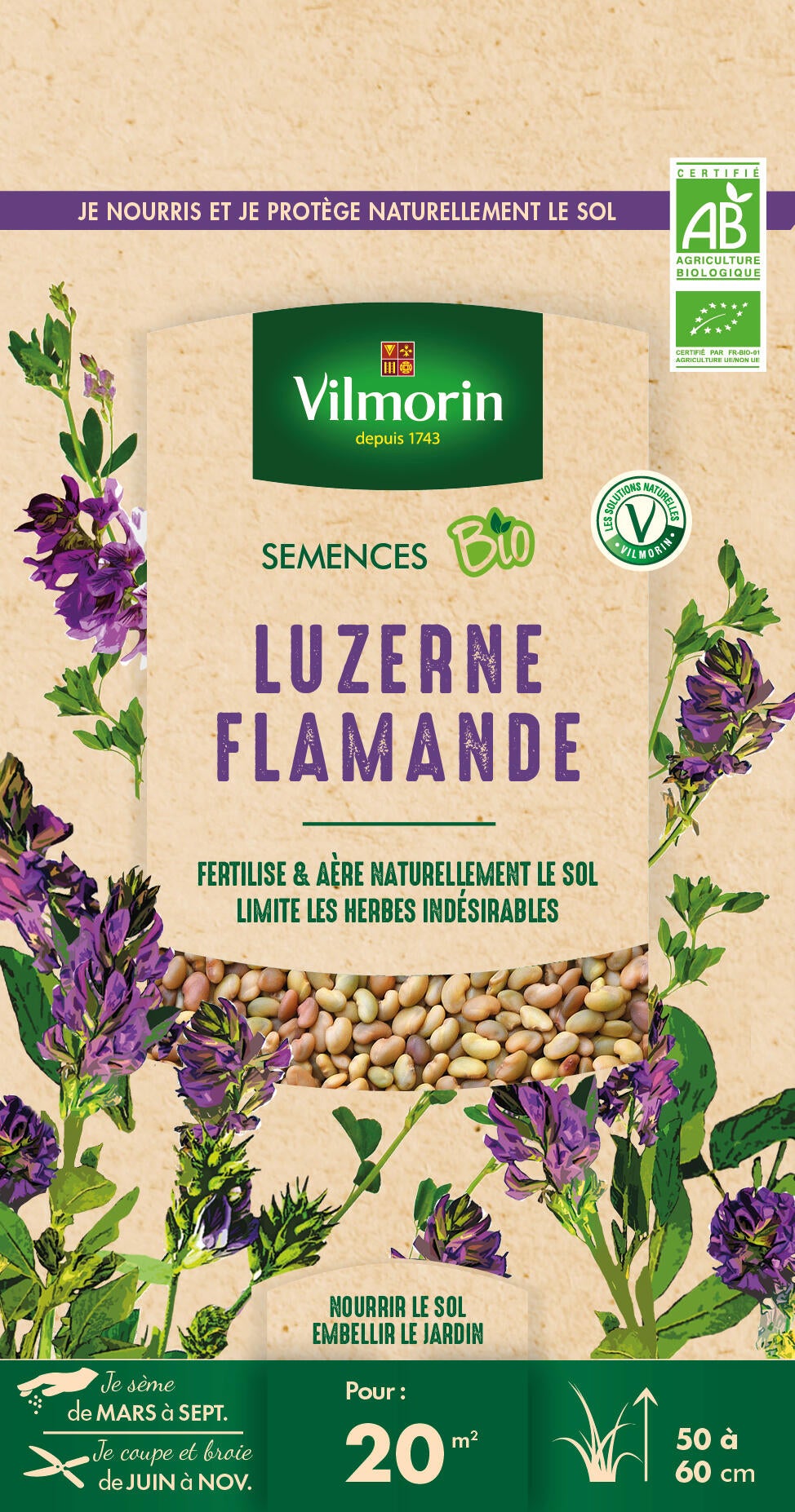 Luzerne flamande BIO VILMORIN 60 gr / 20 m² | Leroy Merlin