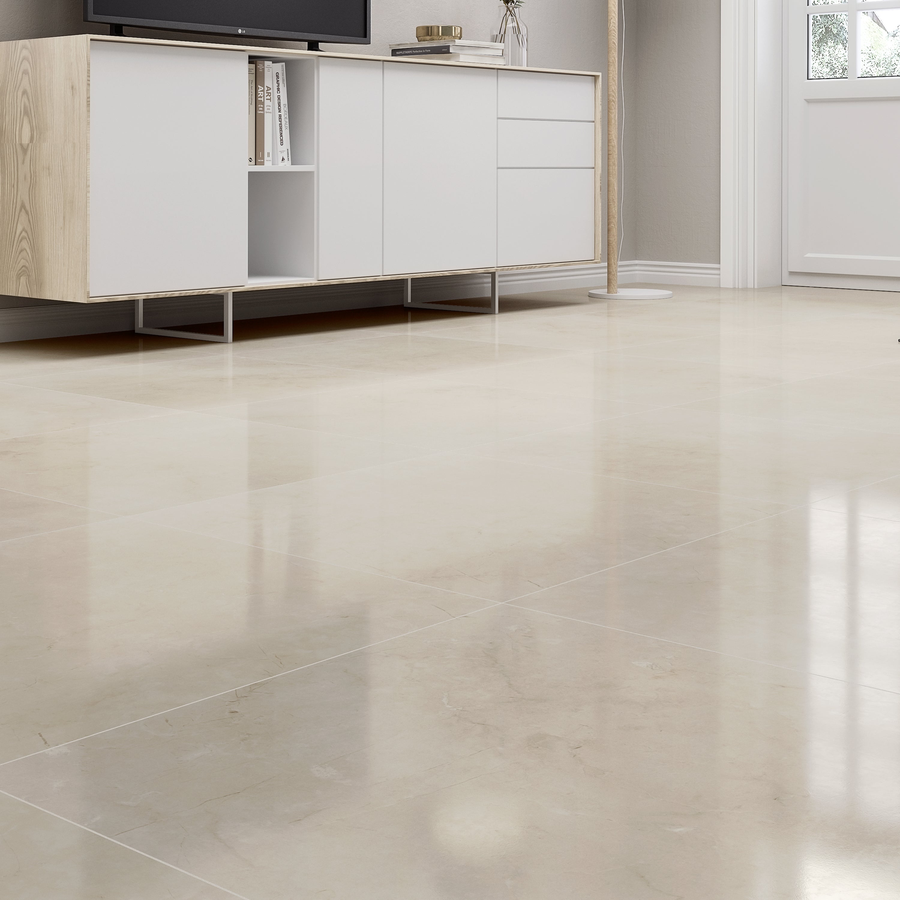 Carrelage sol intérieur / mur intérieur effet marbre beige Marmi l.60 x ...