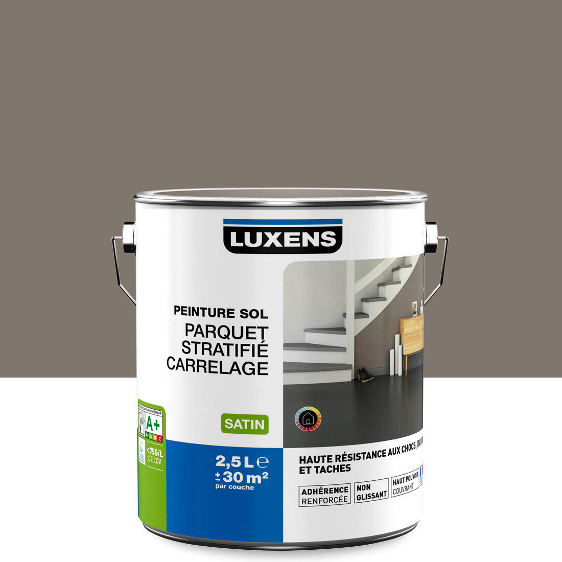 Peinture sol intérieur Haute résistance LUXENS, brun taupe n°3, 2.5 l ...