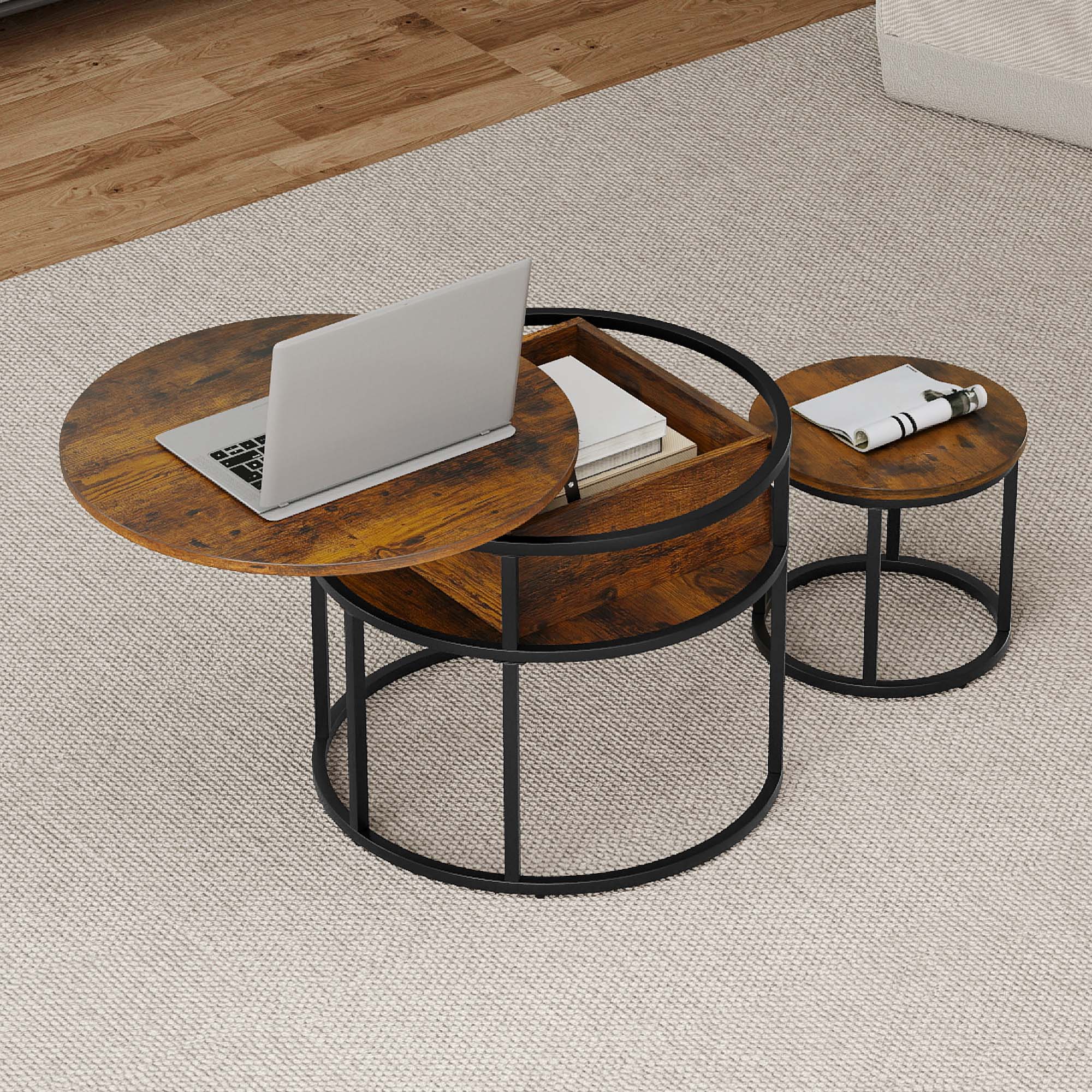 Balconera Lot de 2 Table basse ronde- 60 x 60 x 50 cm, 38 x 38 x 30 cm ...