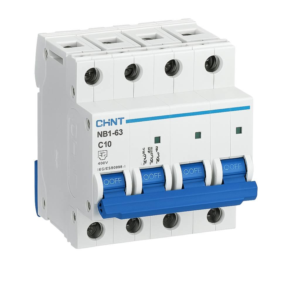 Interruttore magnetotermico 4p 6ka curva c chint serie nb1-63 da quadro din *** ampere : 10 ...
