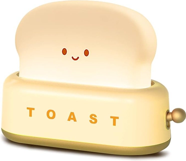 Petite lampe de table LED Toast mignonne, rechargeable avec minuterie ...