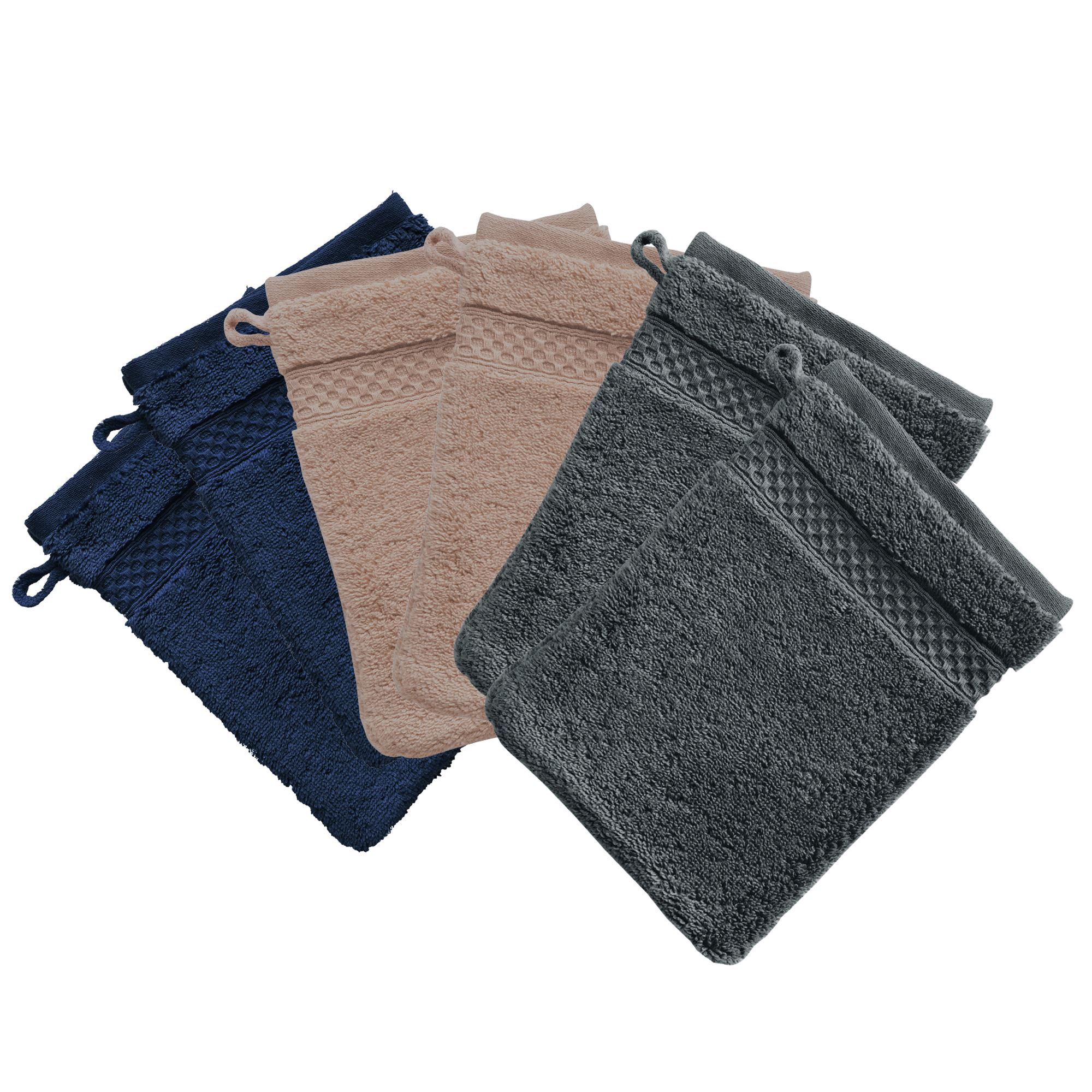 Lot de 6 gant de toilette LOT DE 6 GANTS AIRDROP 15x21 bleu marine en ...