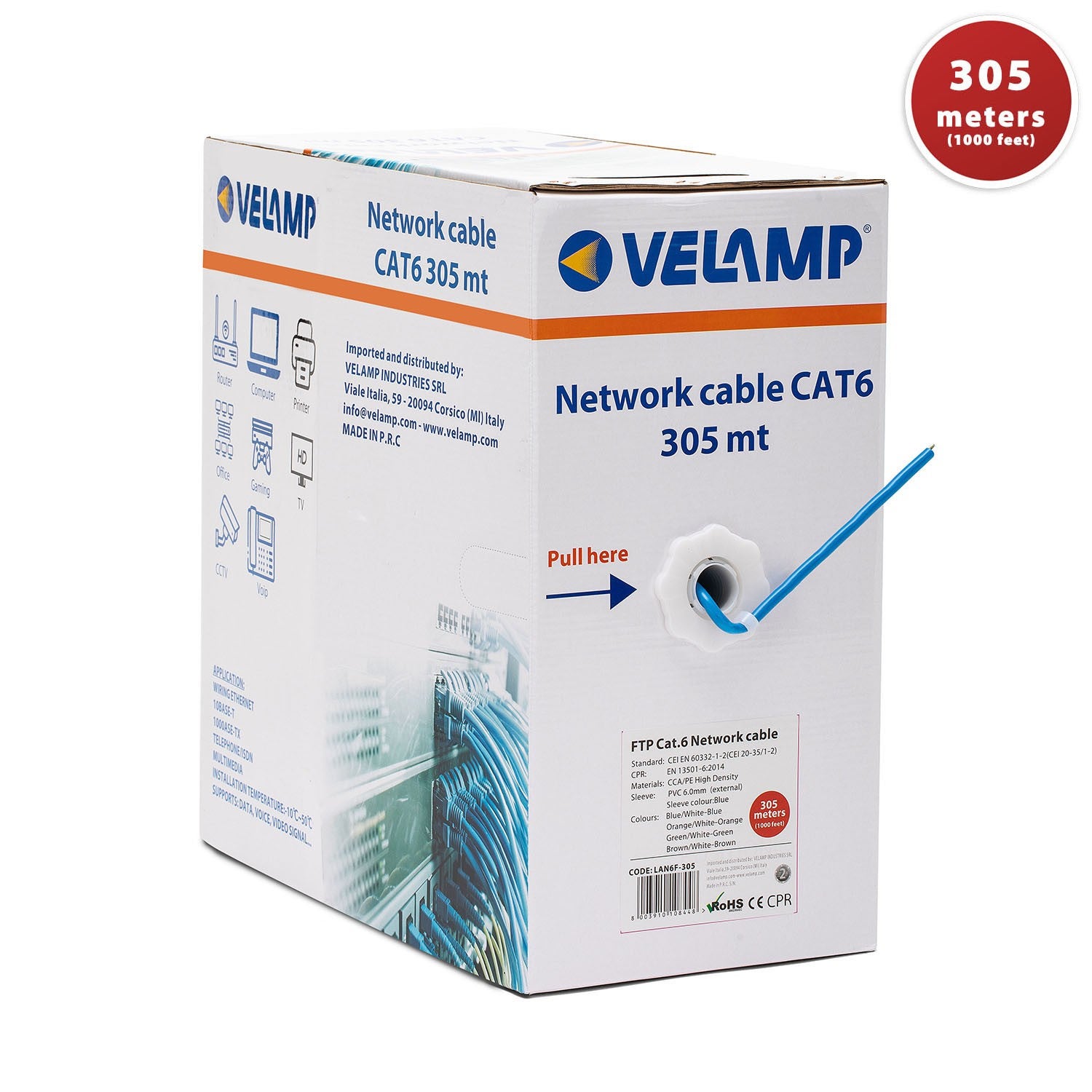 Cable de red CAT6 UTP 305mt en caja de extracción | Leroy Merlin