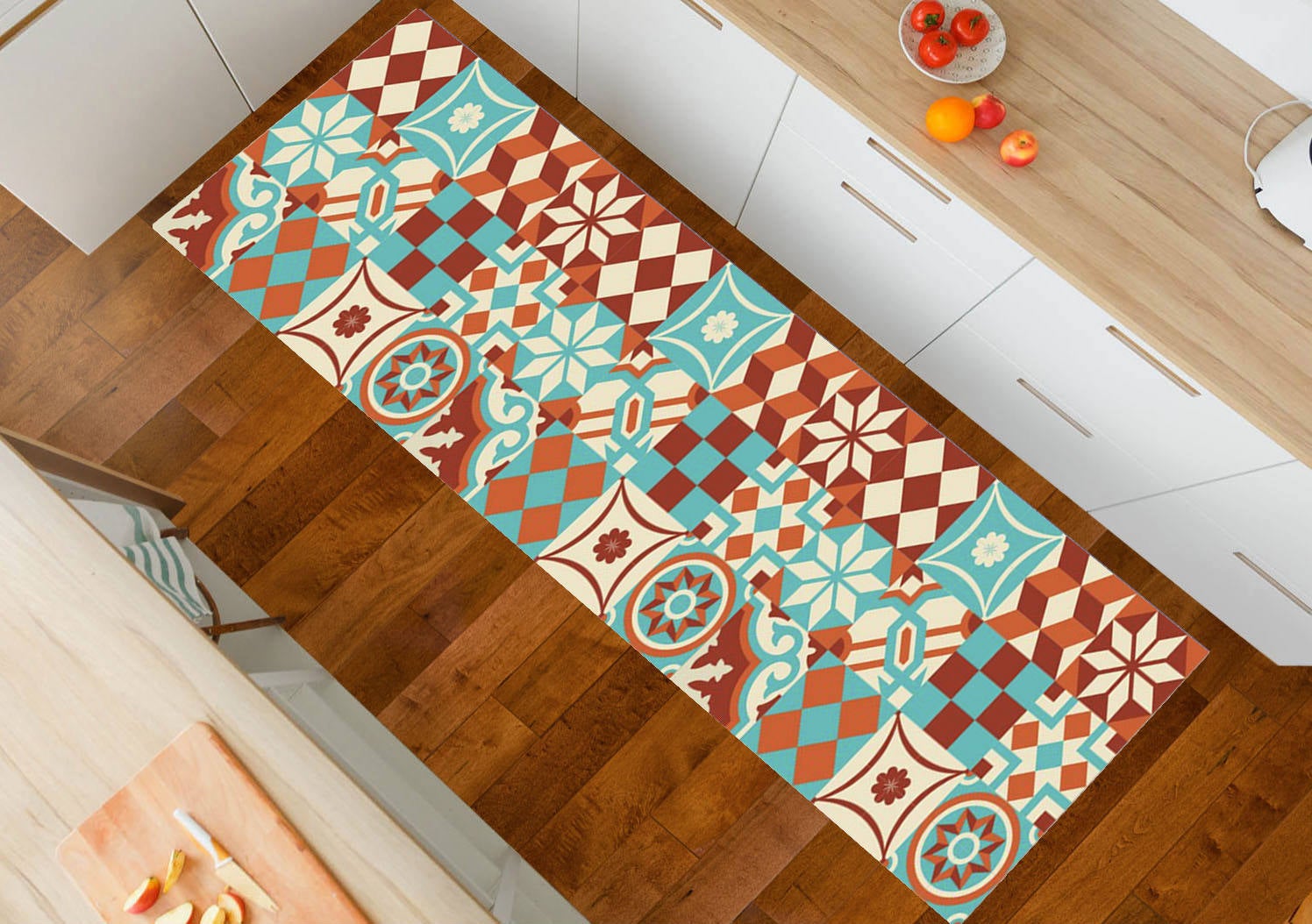 Tapis de cuisine, 100% Made in Italy, Tapis résistant aux taches avec ...