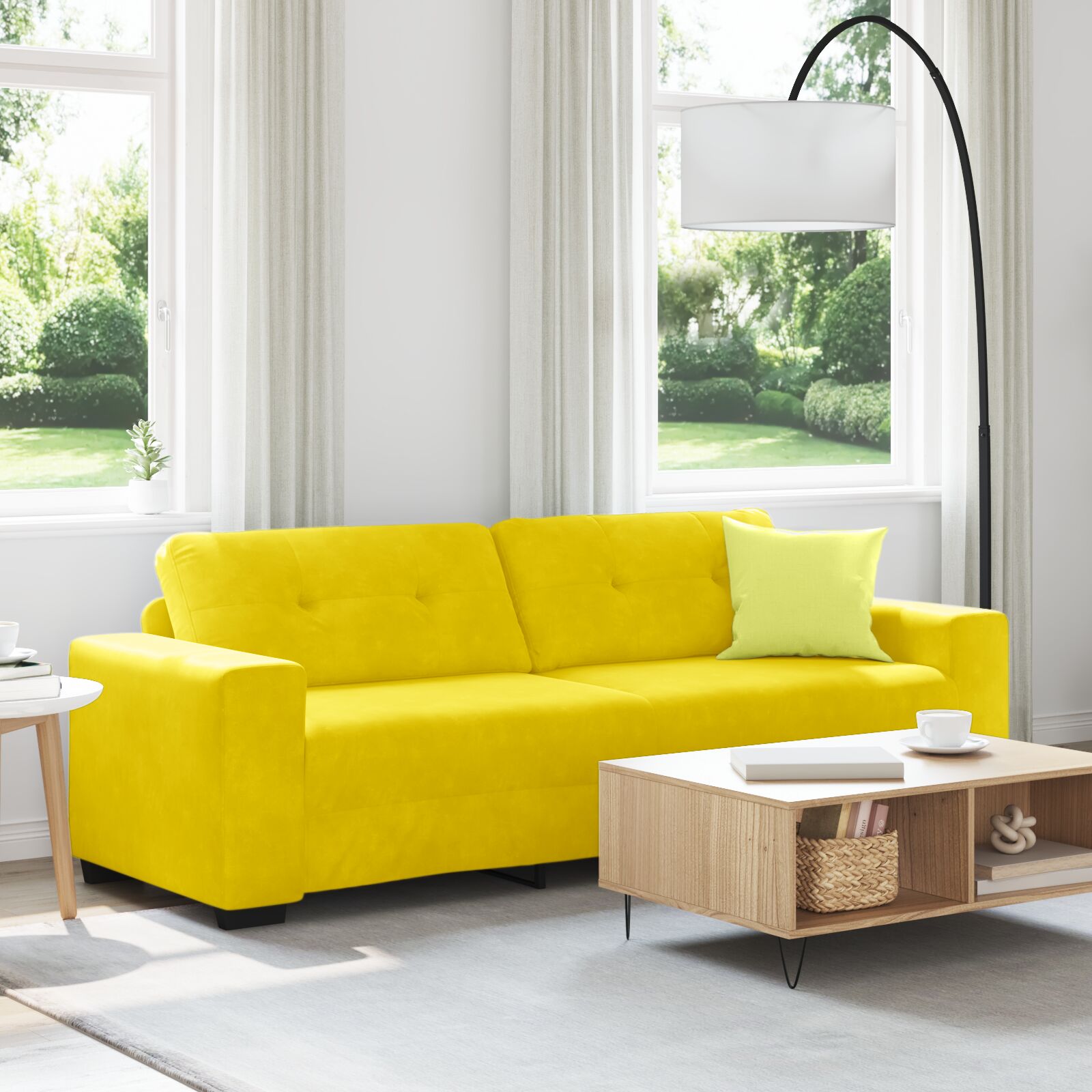 Canapé 3 places Jaune 180 cm Velours | Leroy Merlin