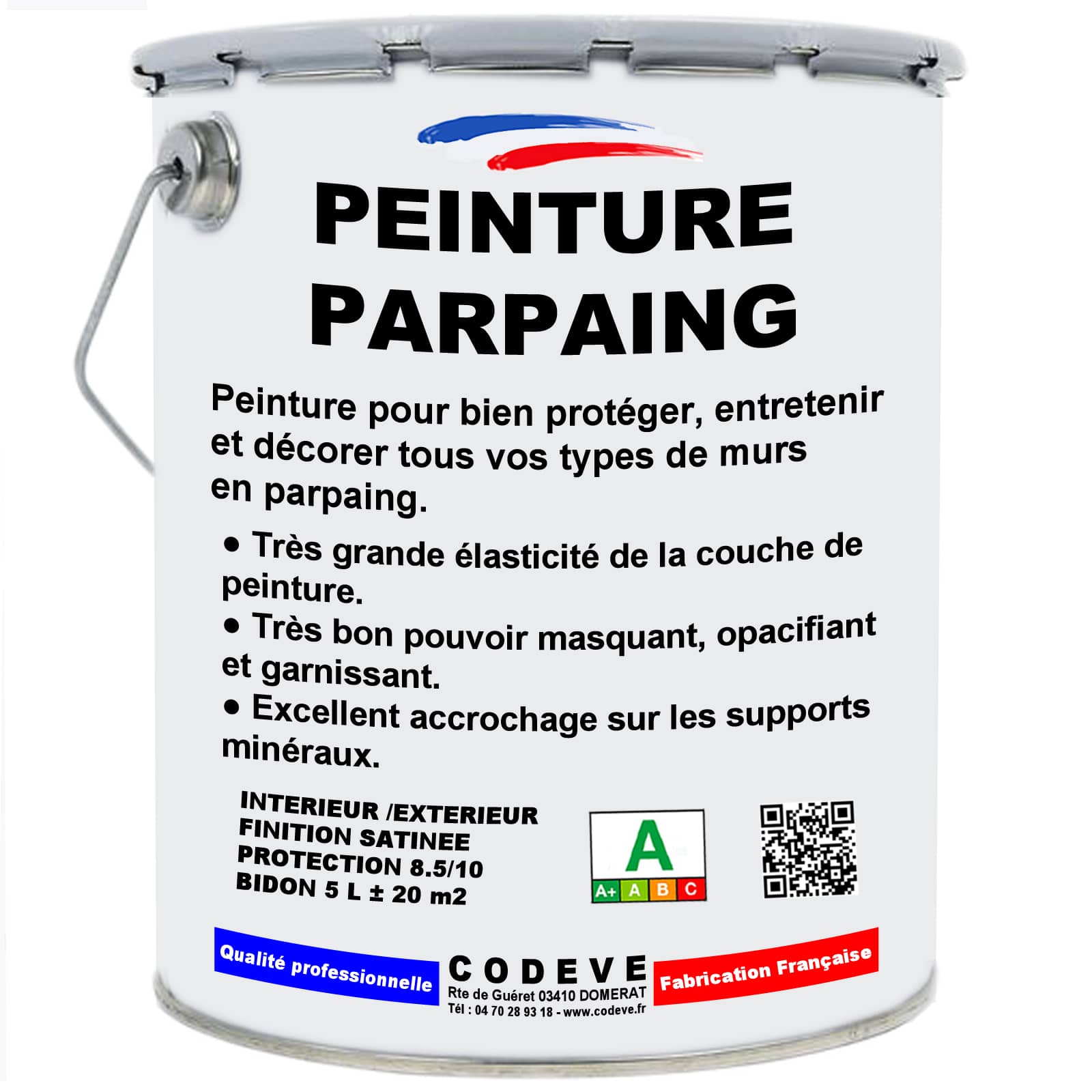 Peinture Parpaing - 4x5 L - Codeve Bois - RAL 1013 - Blanc perle - Pour ...