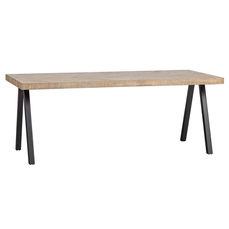 Table à manger 200x90cm en bois et métal noir PUPULE | Leroy Merlin