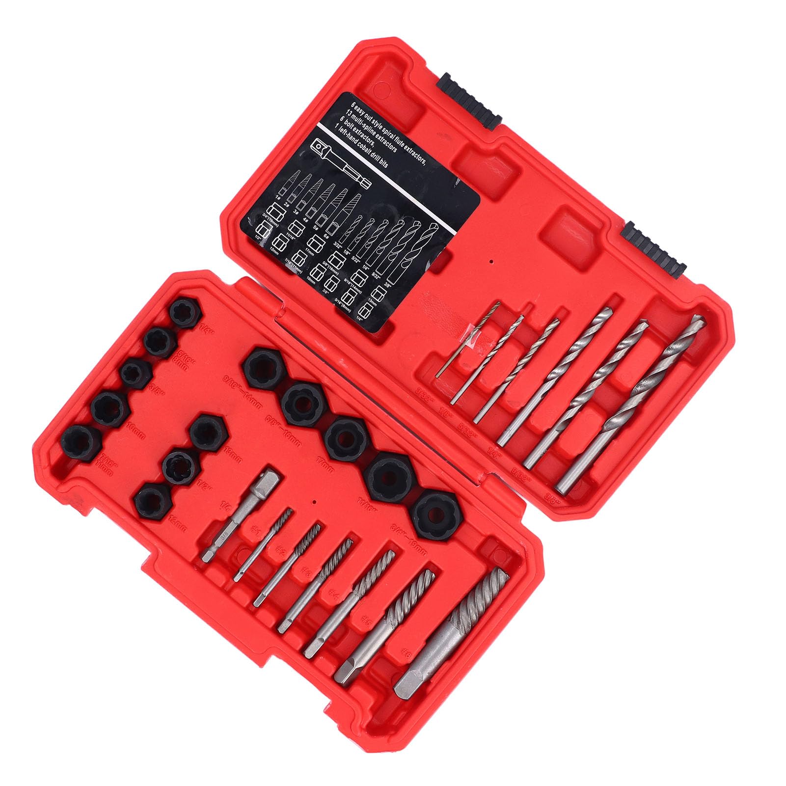 Lot de 26 extracteurs de vis et de boulons, extracteur de vis facile à retirer, kit de forets ...
