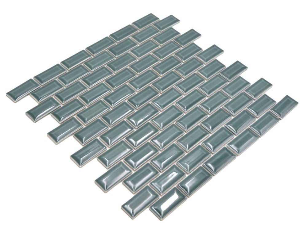 Mosaico cerámico liso Brick Bond Diamond Green Metro Look Verde oscuro ...