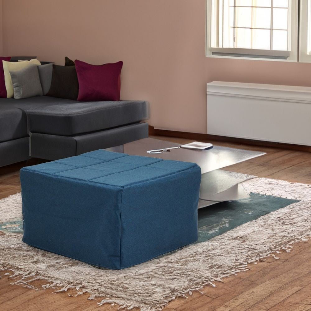 Pouf cama individual plegable Vega en tejido azul 700x700x410 | Leroy ...