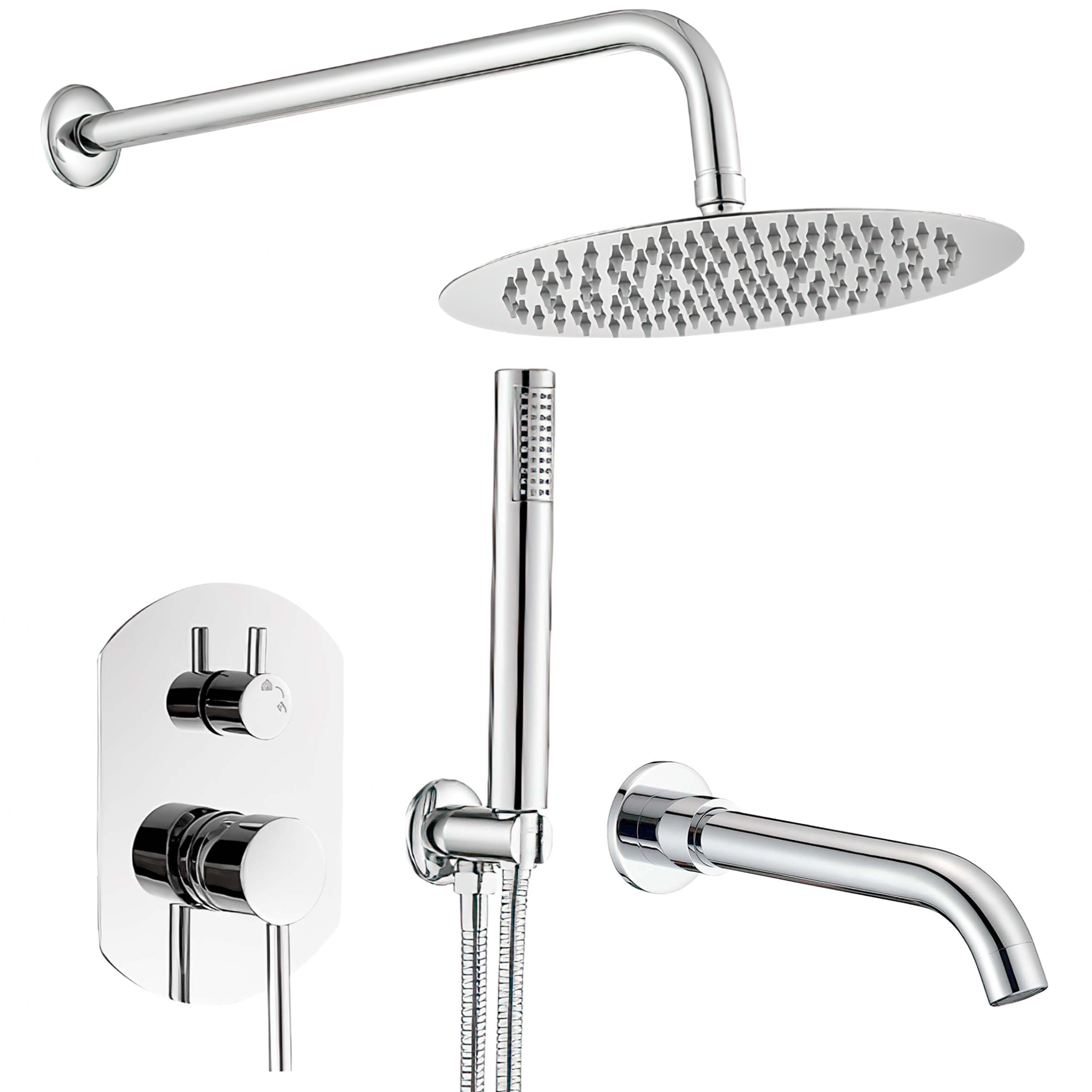 Valaz Baignoire-douche murale ovale chromée - Série Duero - 25 cm ...