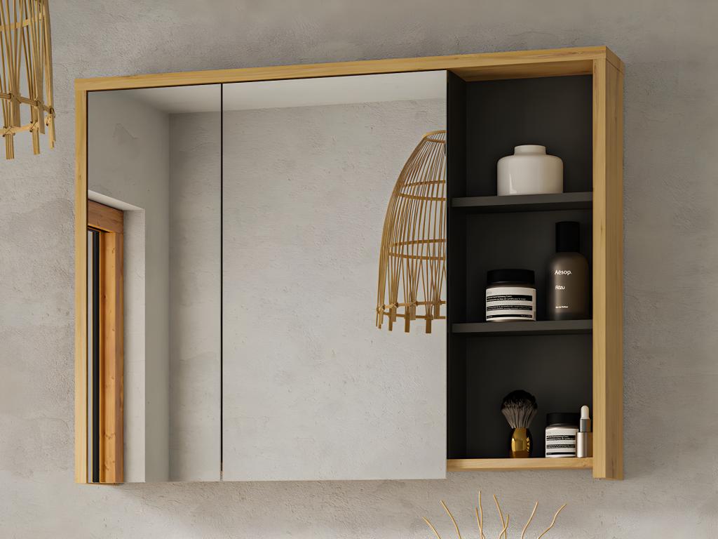 Armoire murale de salle de bain coloris naturel - 100 cm - PURNAL ...