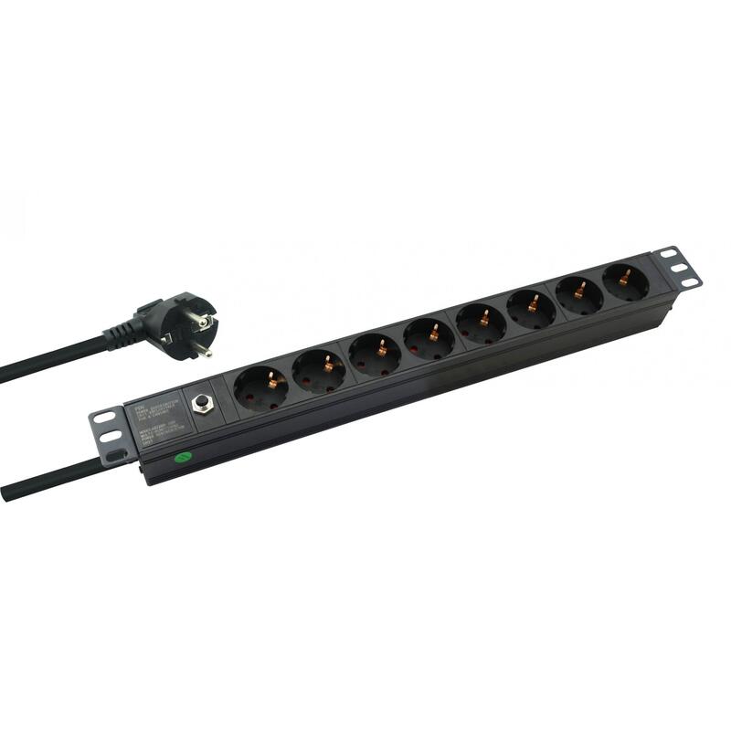 Helos 19" regleta professional, 8 tomas, negro, 2,0m, | Leroy Merlin