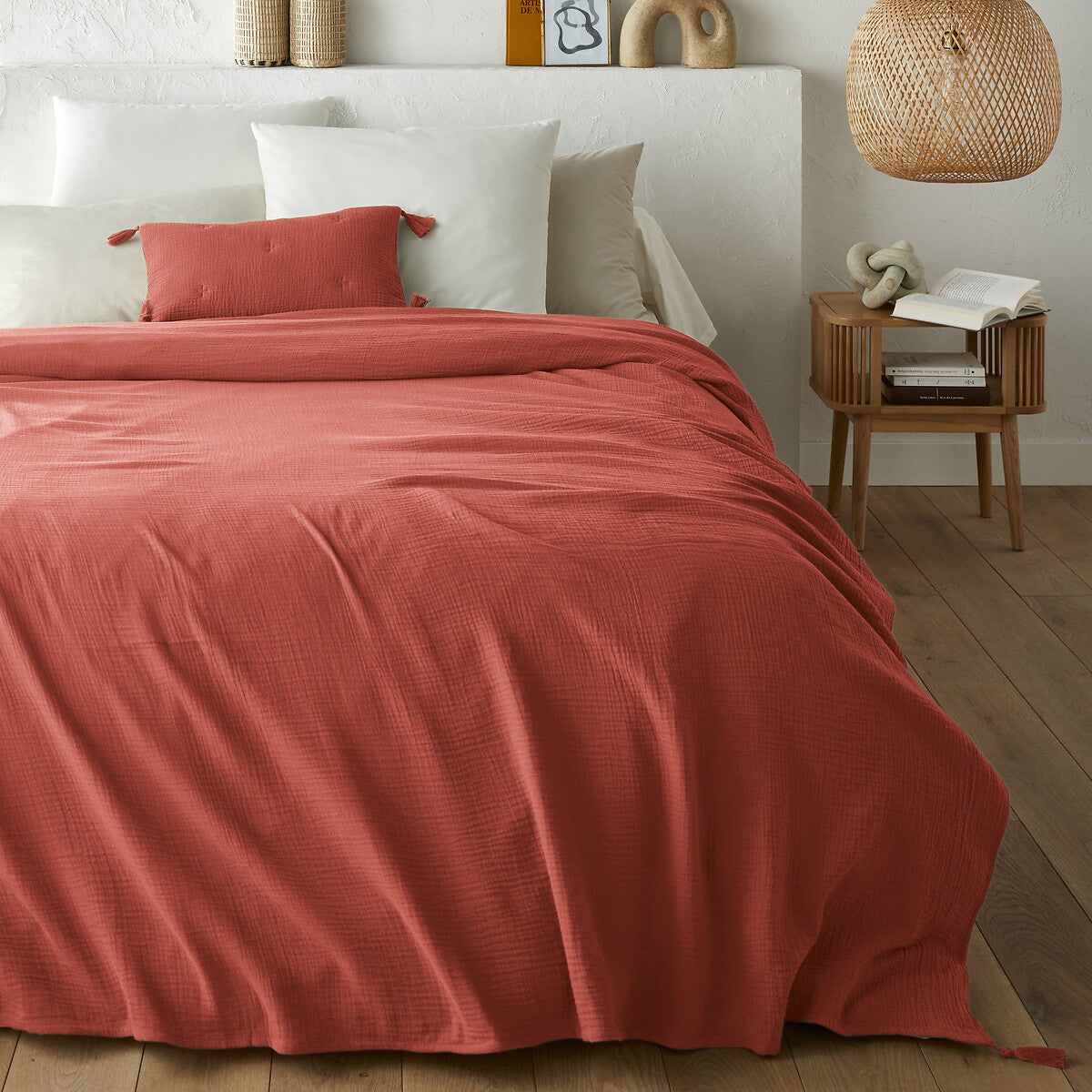 Dessus de lit gaze de coton, Kumla - Rouge basque - 230 x 250 cm ...
