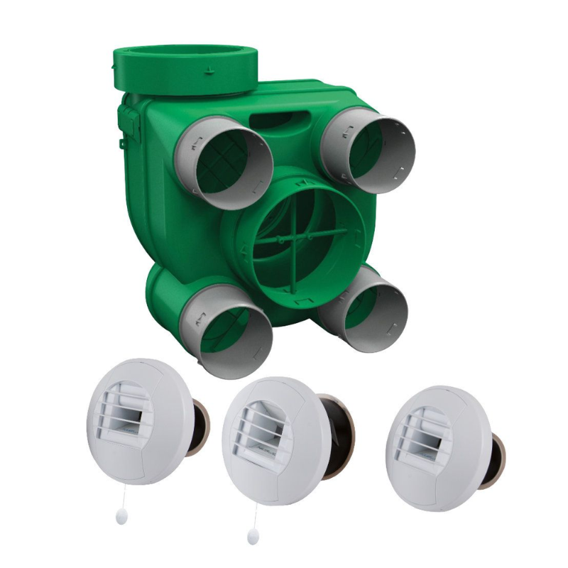 Kit Hygro B VMC simple flux hygroréglable suspendue + 3 bouches ...