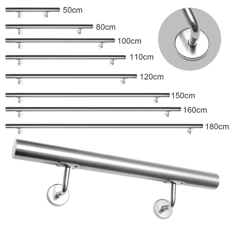 Pasamanos, acero inoxidable cepillado plata, 160cm | Leroy Merlin