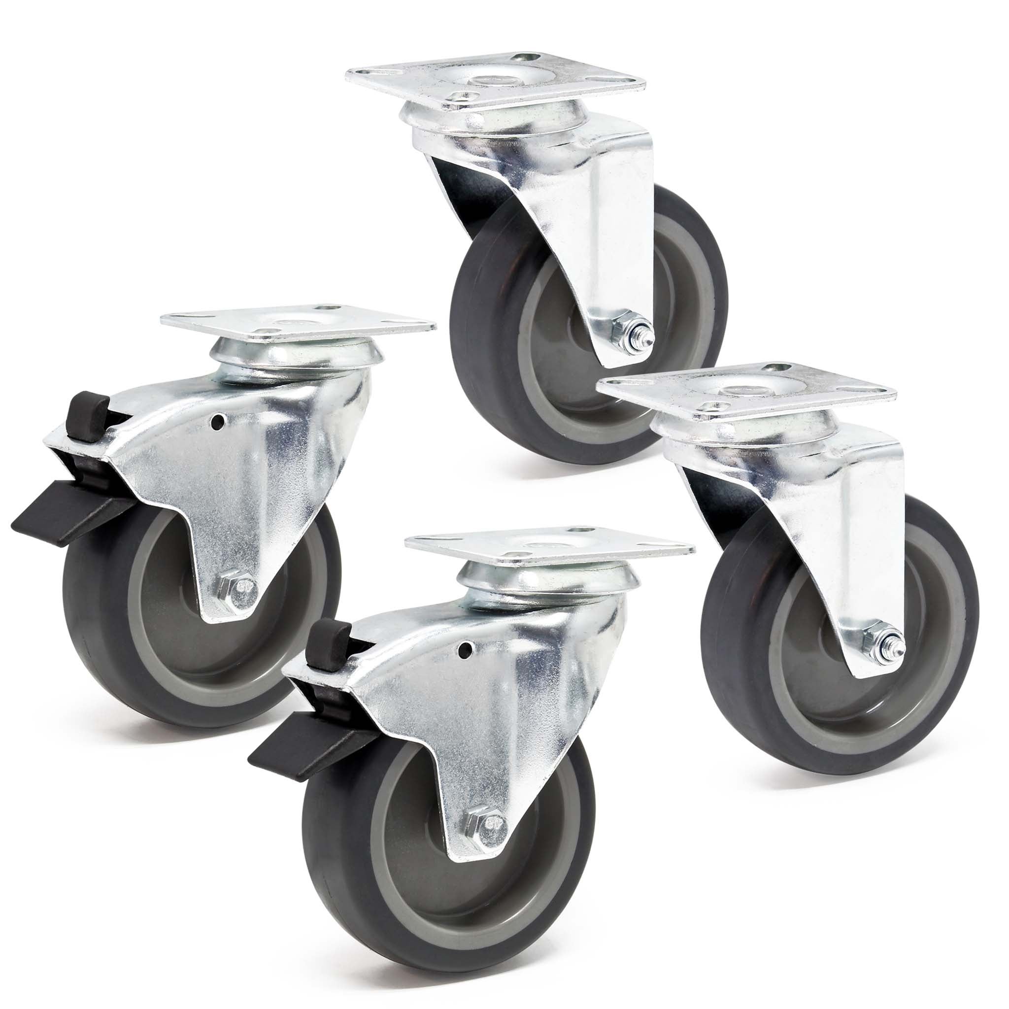 Wiltec Kit de 4 Roulettes – Ø 100 mm – Capacité de charge 80 kg – 2 x ...