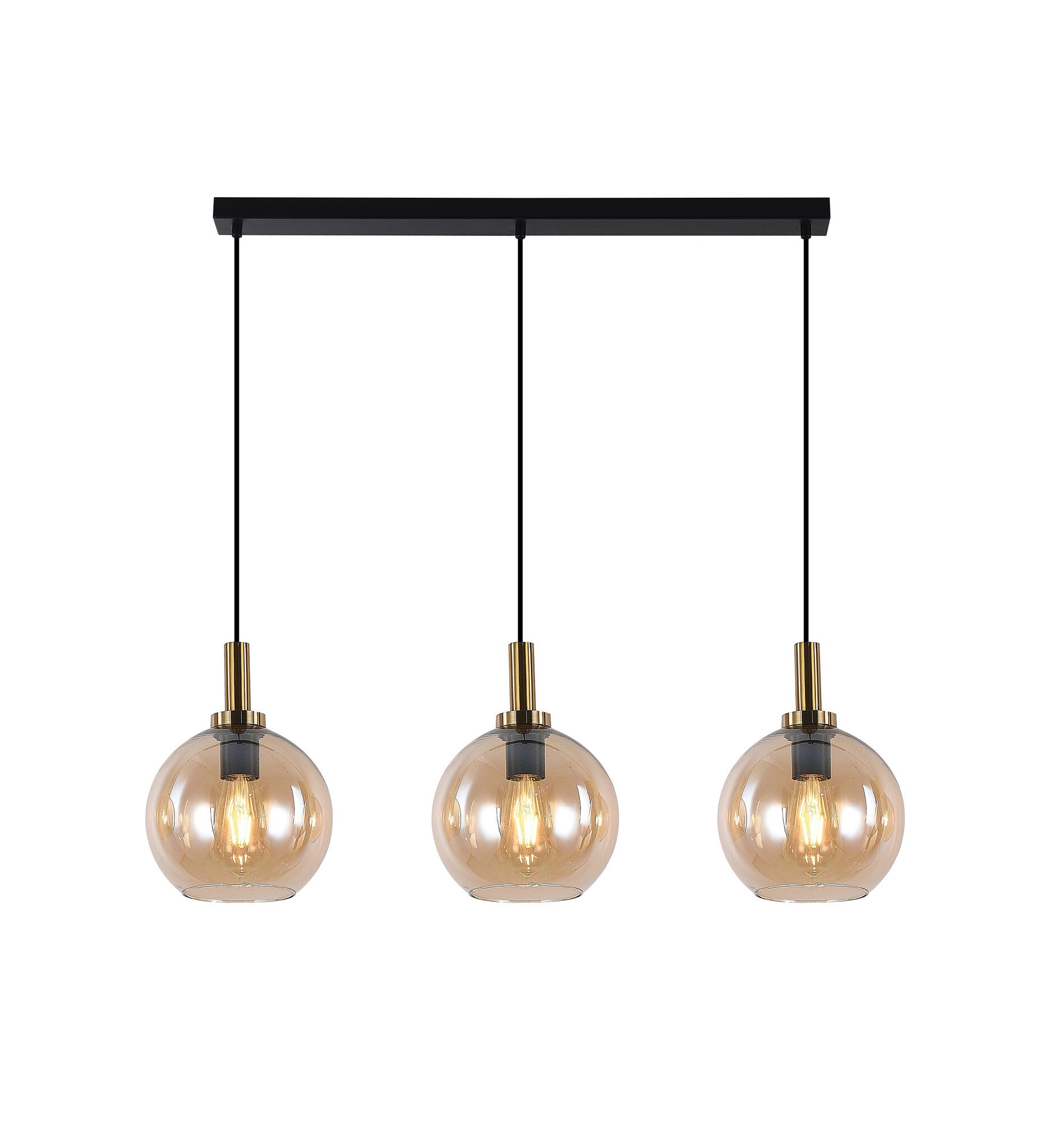OSIRA Pendel E27 3L Noir + doré, verre ambré 3x Ø200mm | Leroy Merlin