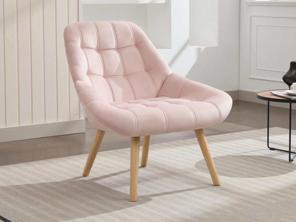Fauteuil en velours rose LUOSTO | Leroy Merlin