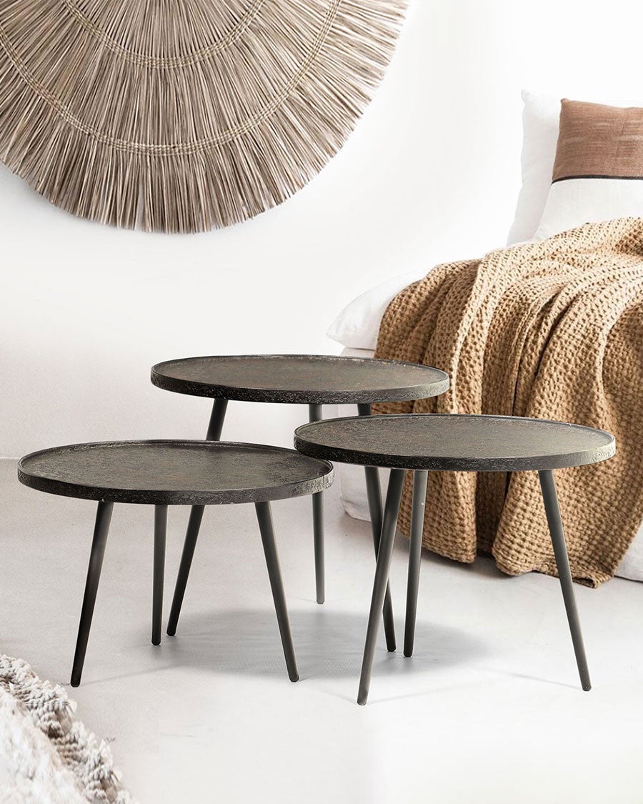 Soccoro - Table basse ronde gigogne en métal noir | Leroy Merlin