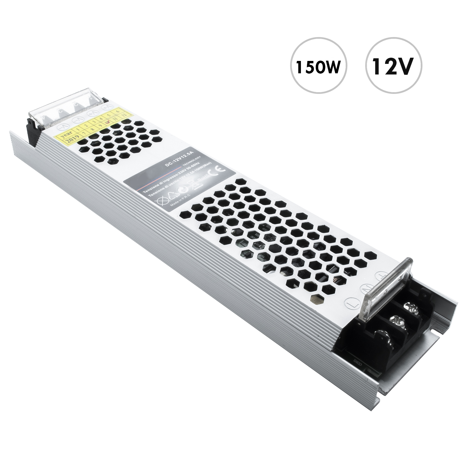 Transformateur 230V à 12V alimentation dvr 150W bandes LED 2 sorties caméras 12.5A | Leroy Merlin