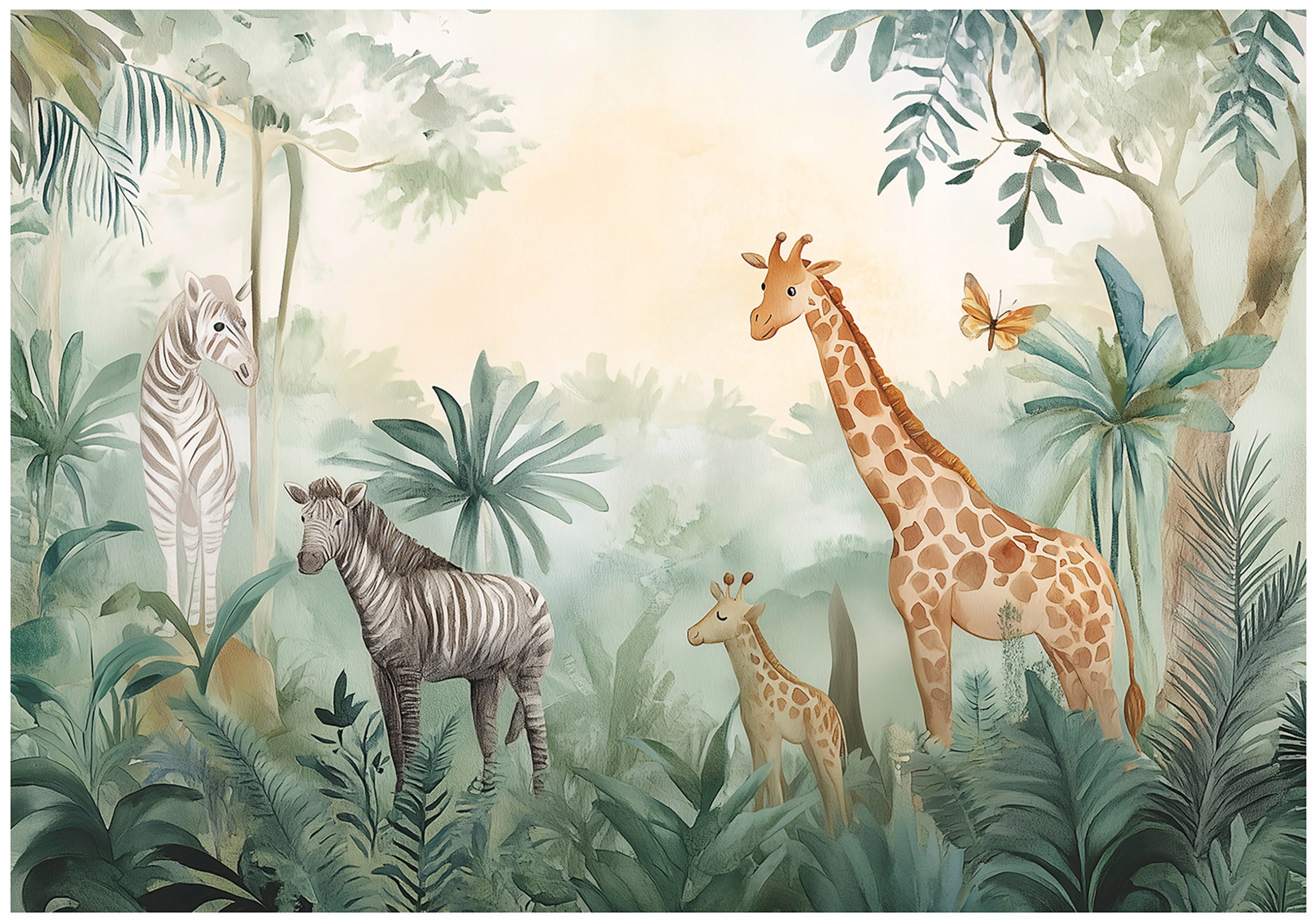 Papier Peint Enfant Panoramique Intissé Foret Animaux Pour Enfant ...