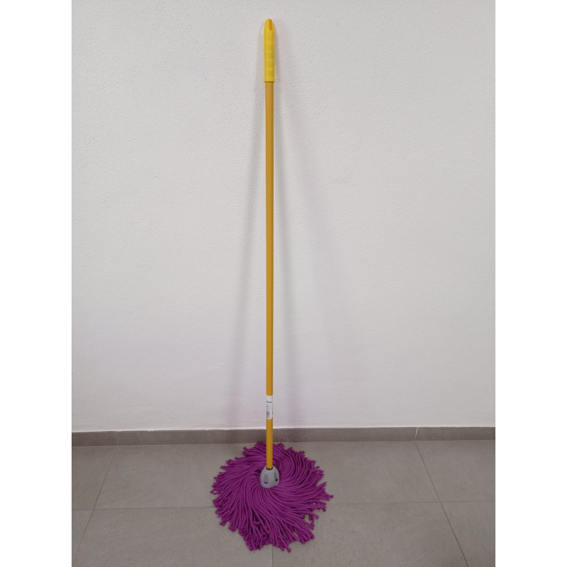 Fregona Microfibra MAX Pro de Hilo Morado + Palo amarillo 140 cm, Rosca ...
